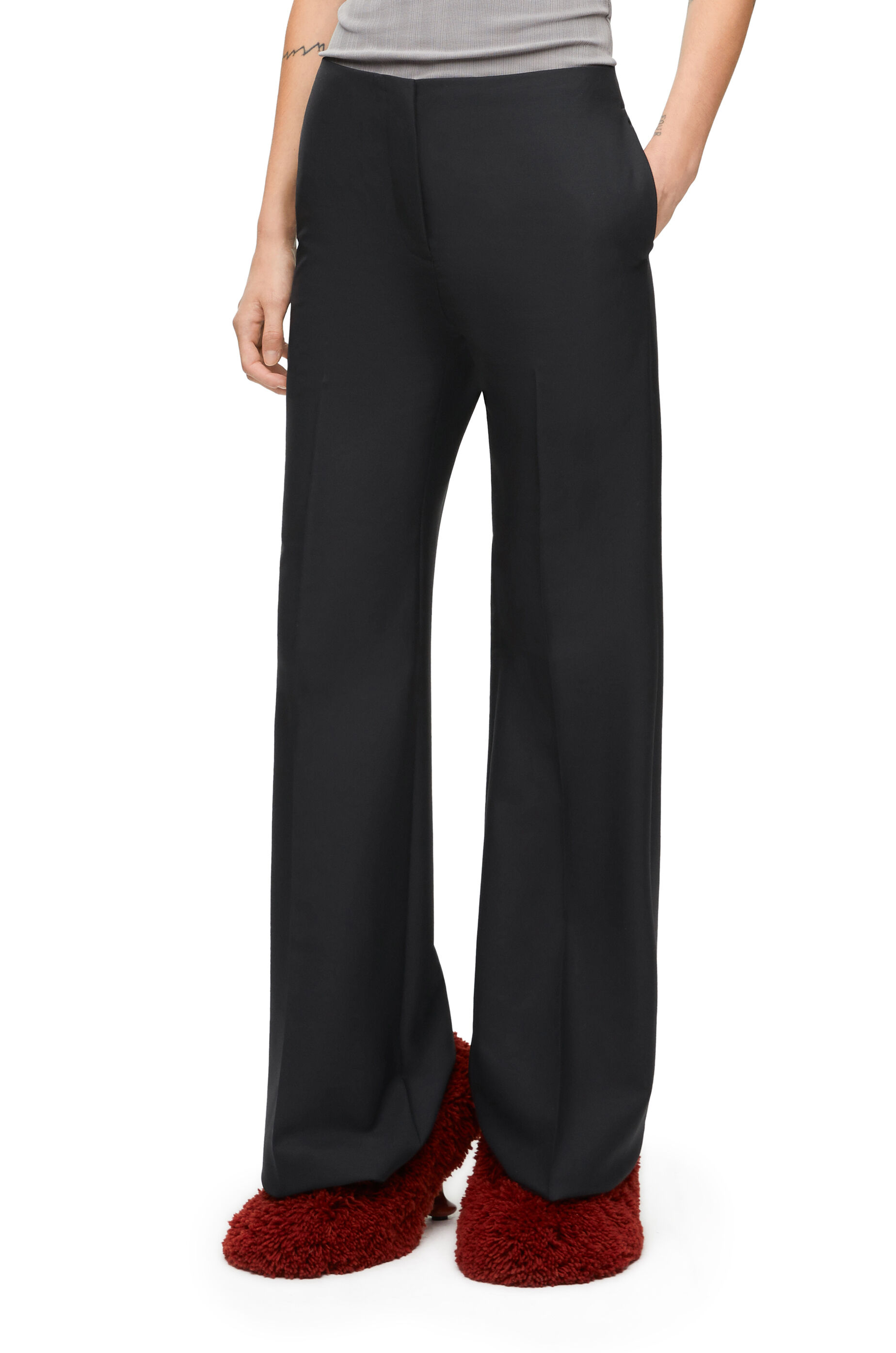 Bootleg trousers in wool and mohair Black - LOEWE