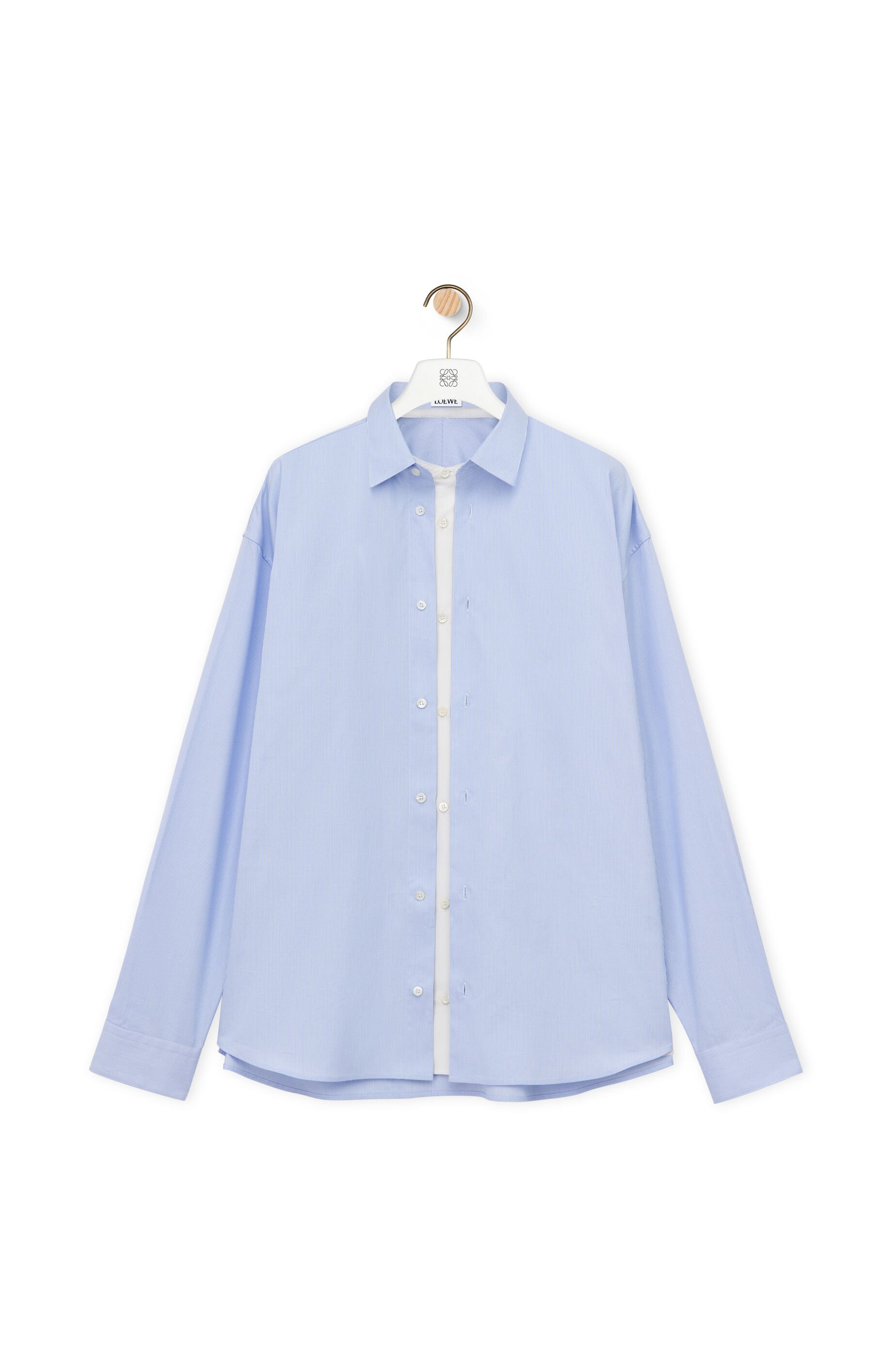 Double layer shirt in cotton and silk Blue/White - LOEWE