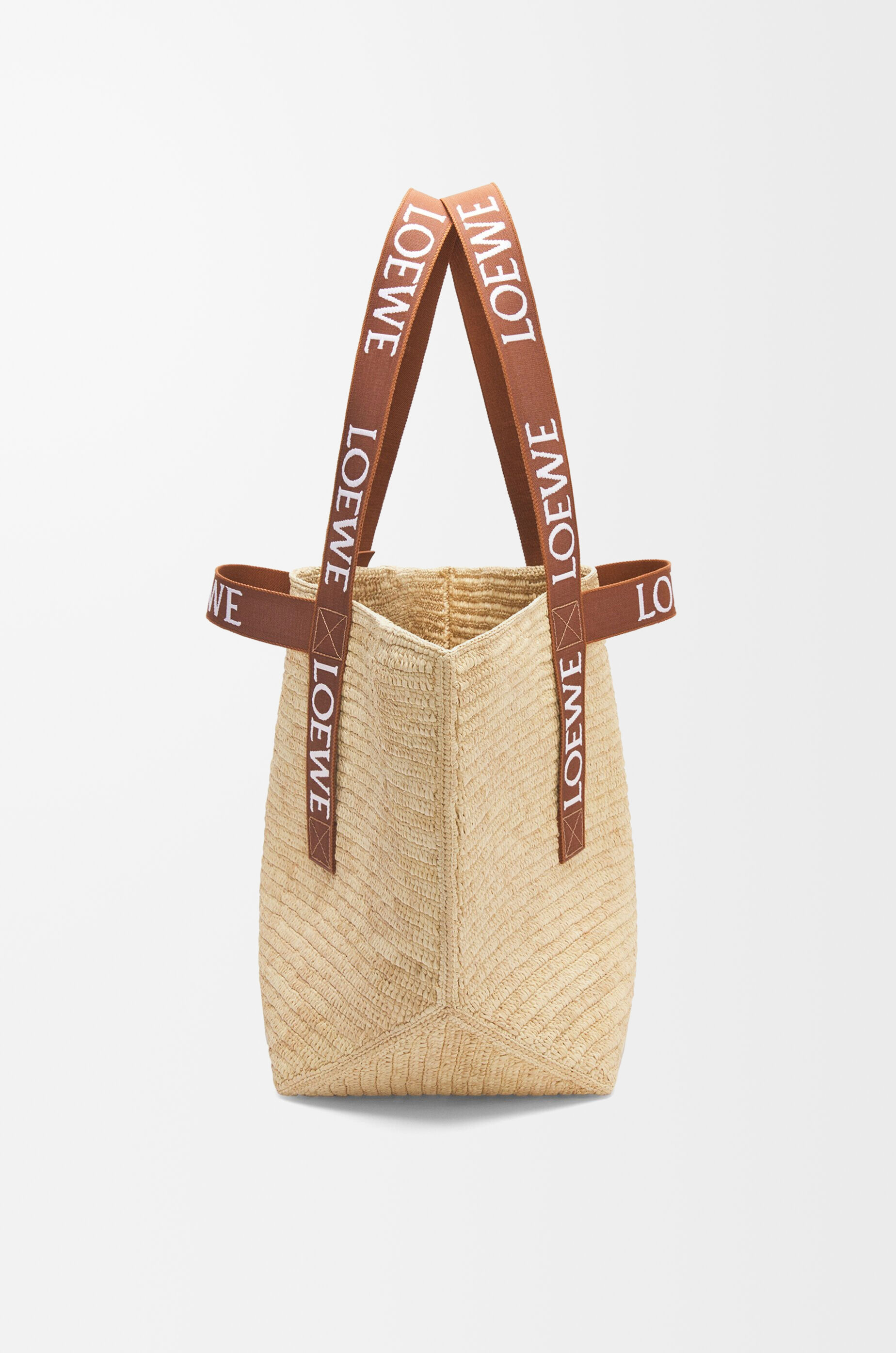 Fold Shopper in raffia Natural/Tan - LOEWE