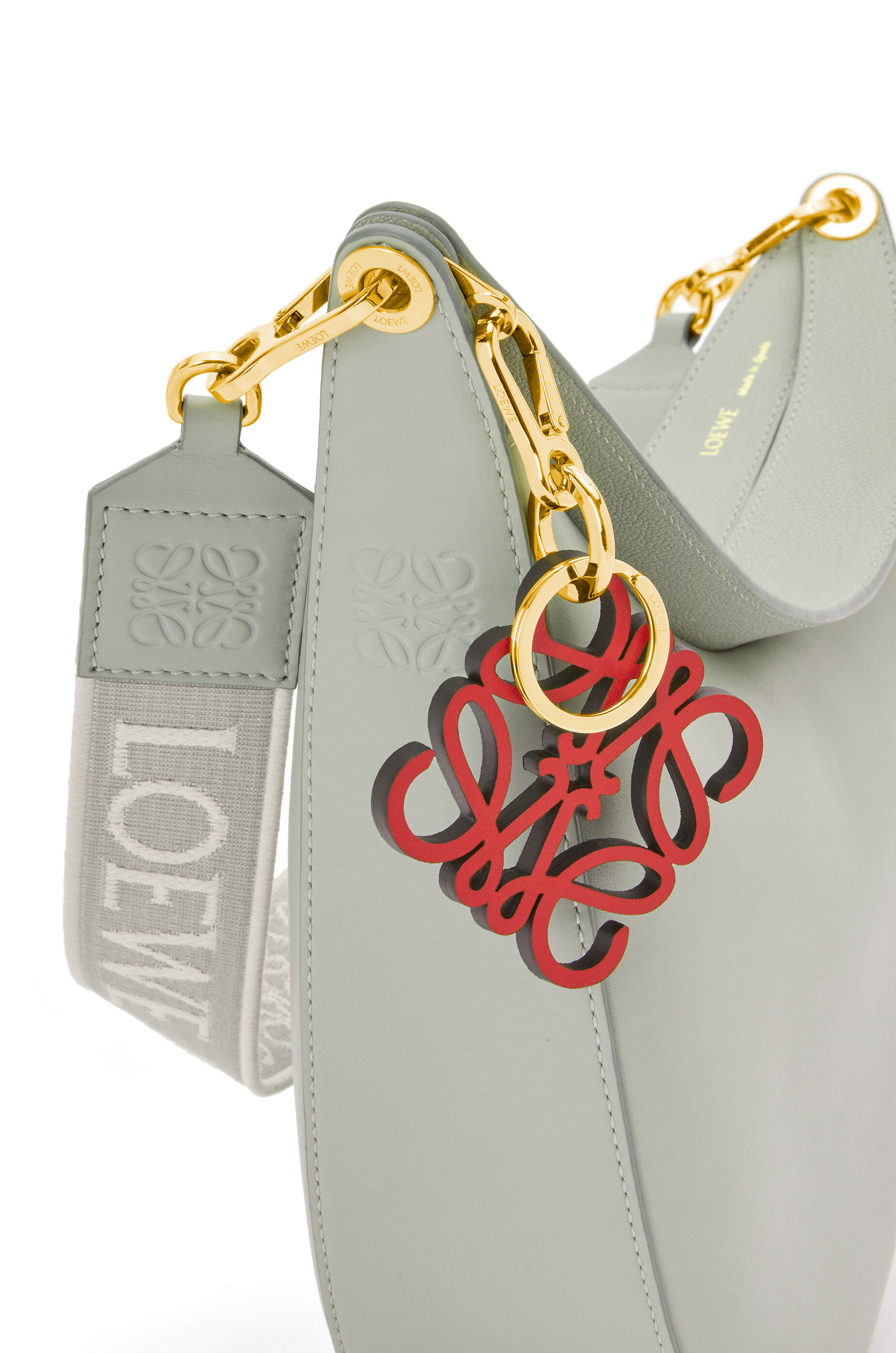 LOEWE Luna bag in satin calfskin and jacquard Ash Grey - LOEWE