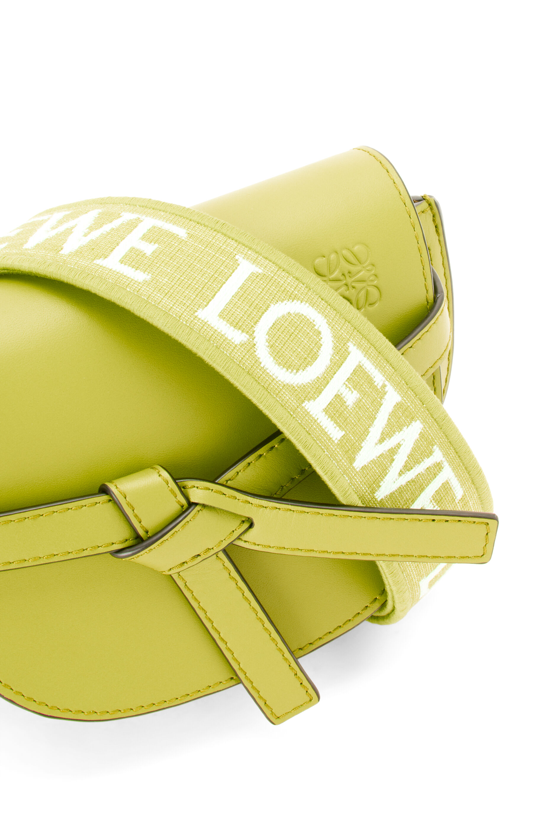 Mini Gate Dual bag in soft calfskin and jacquard Lime Yellow - LOEWE