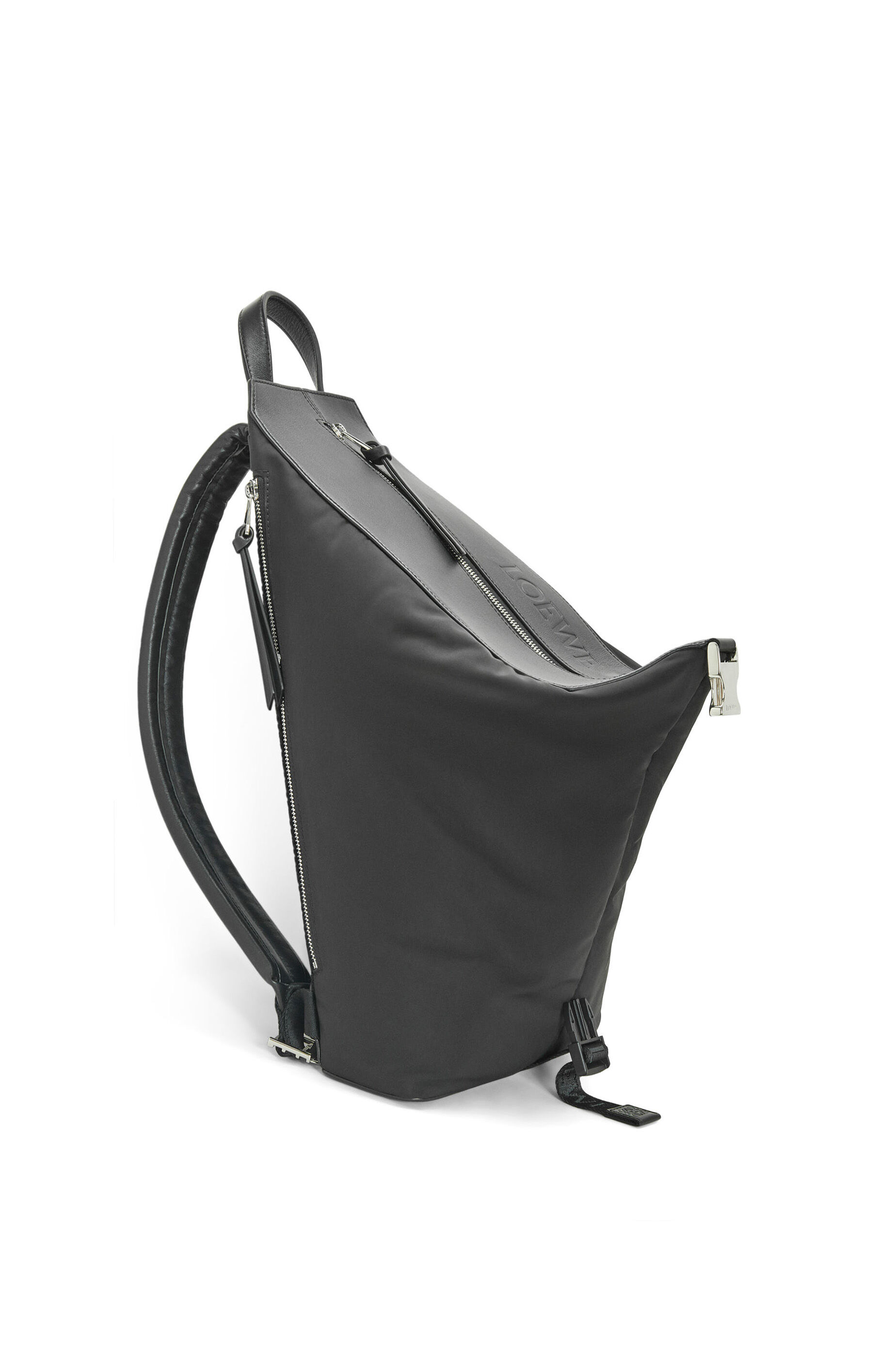 Small Convertible backpack in nylon and calfskin Black - LOEWE