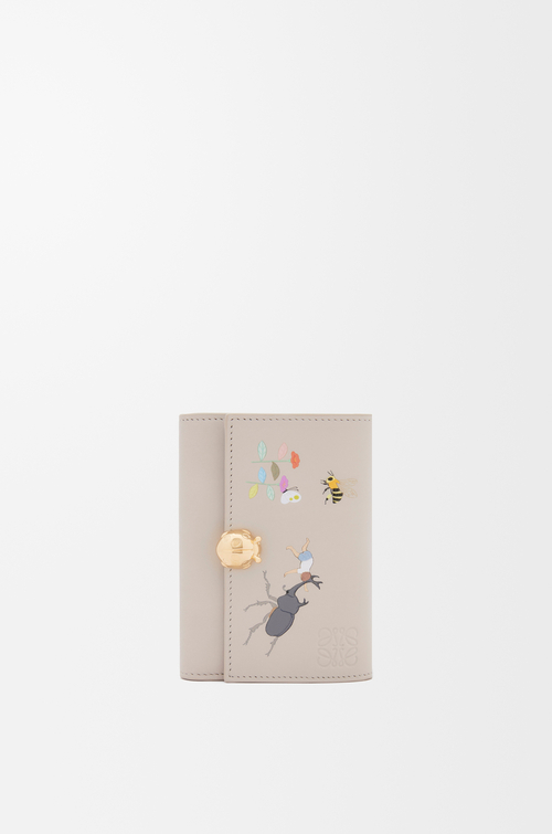 Insects small vertical wallet in satin calfskin Light Ghost/Light Blue ...