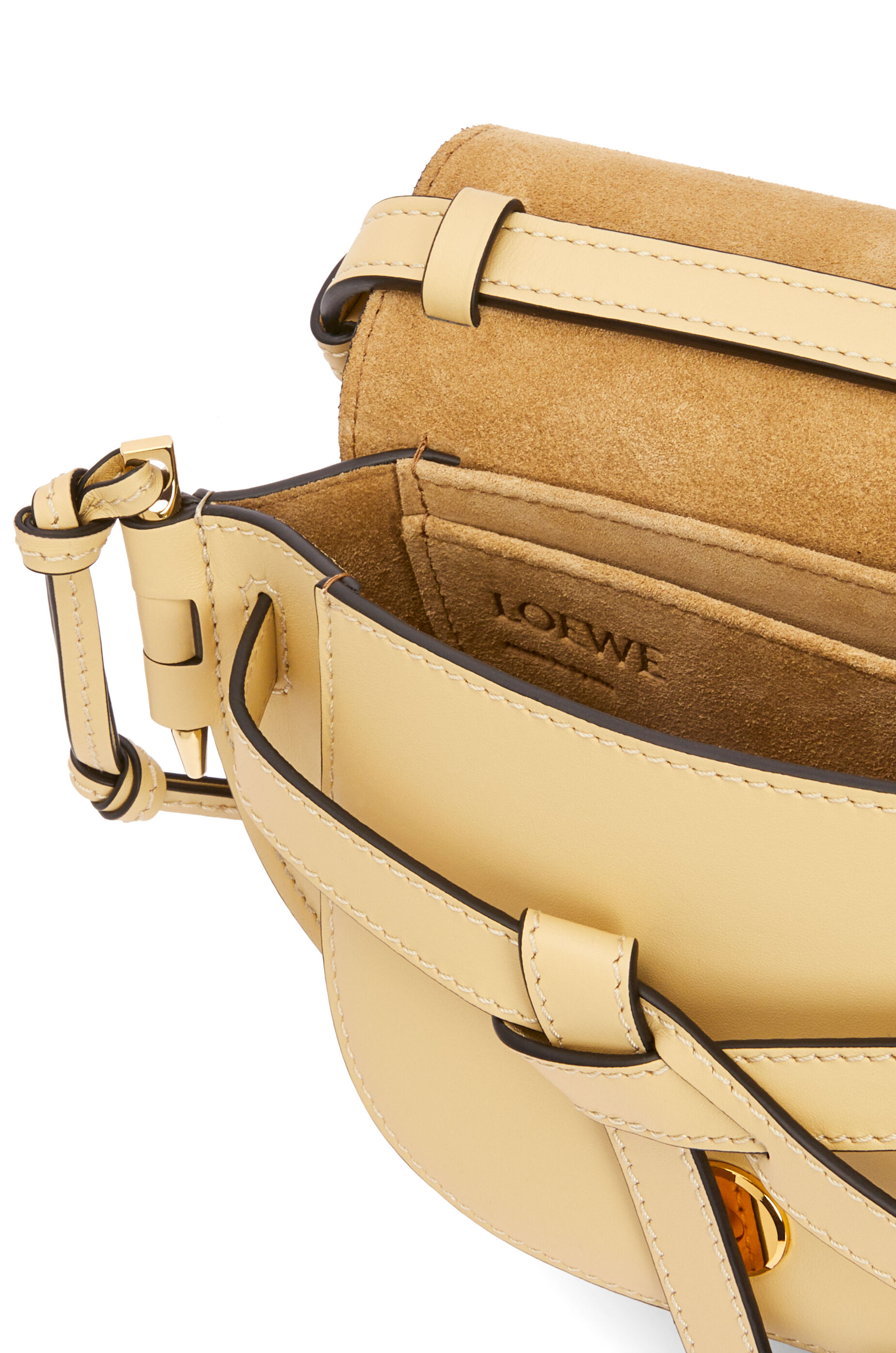 Mini Gate Dual bag in soft calfskin and jacquard Butter - LOEWE