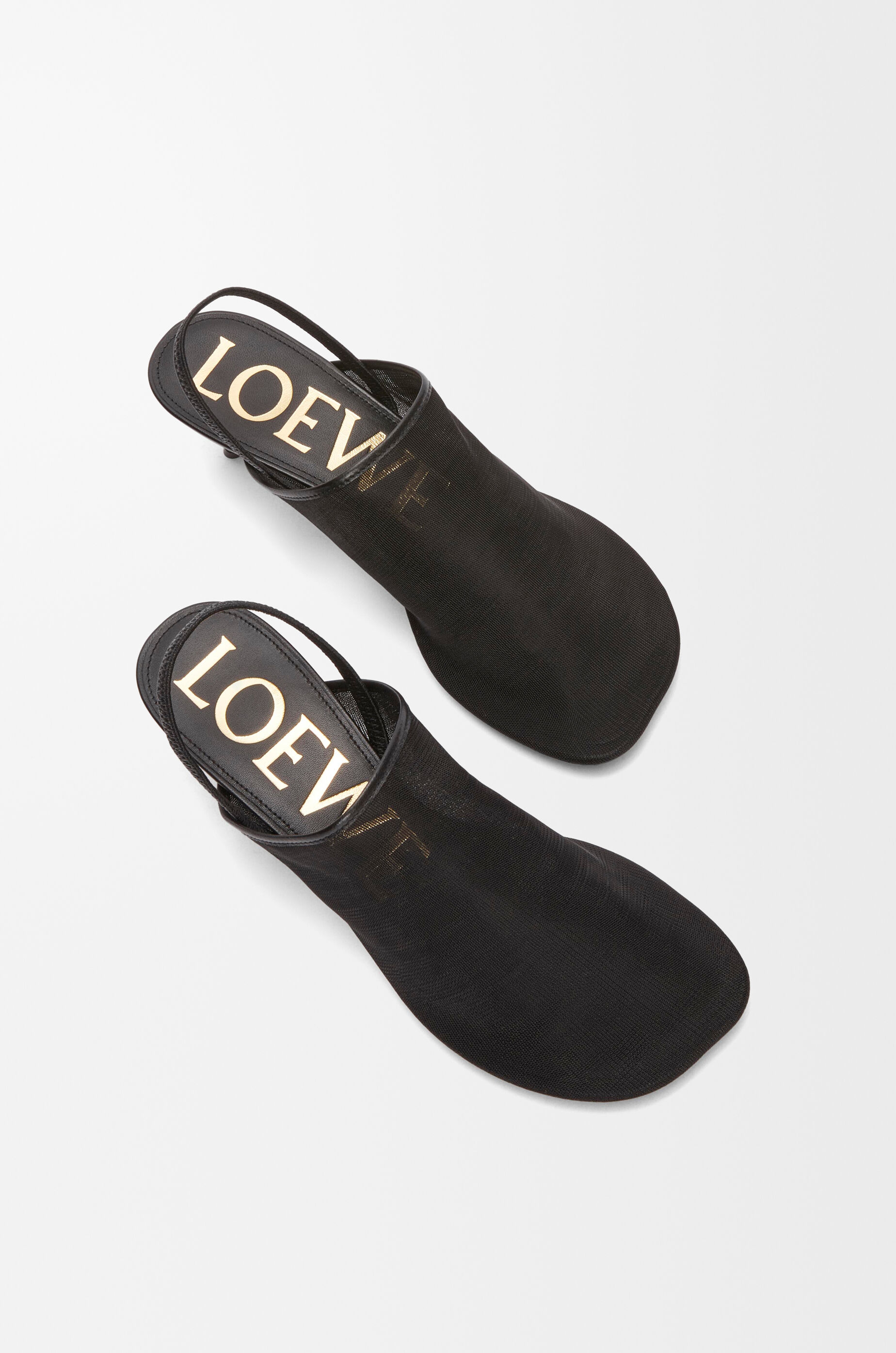 Petal slingback heel sandal in mesh Black - LOEWE