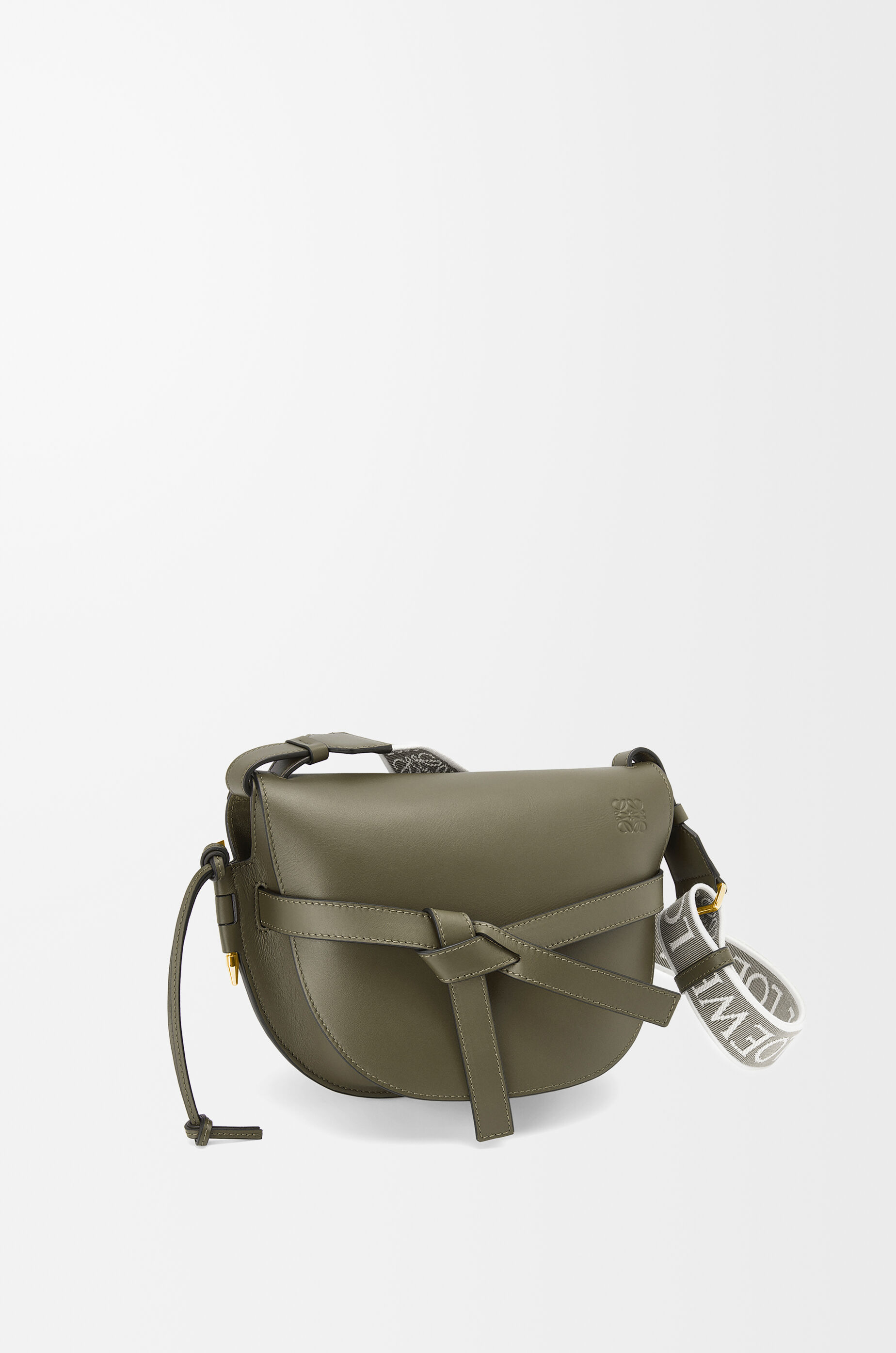 Small Gate bag in soft calfskin and jacquard Autumn Green - LOEWE