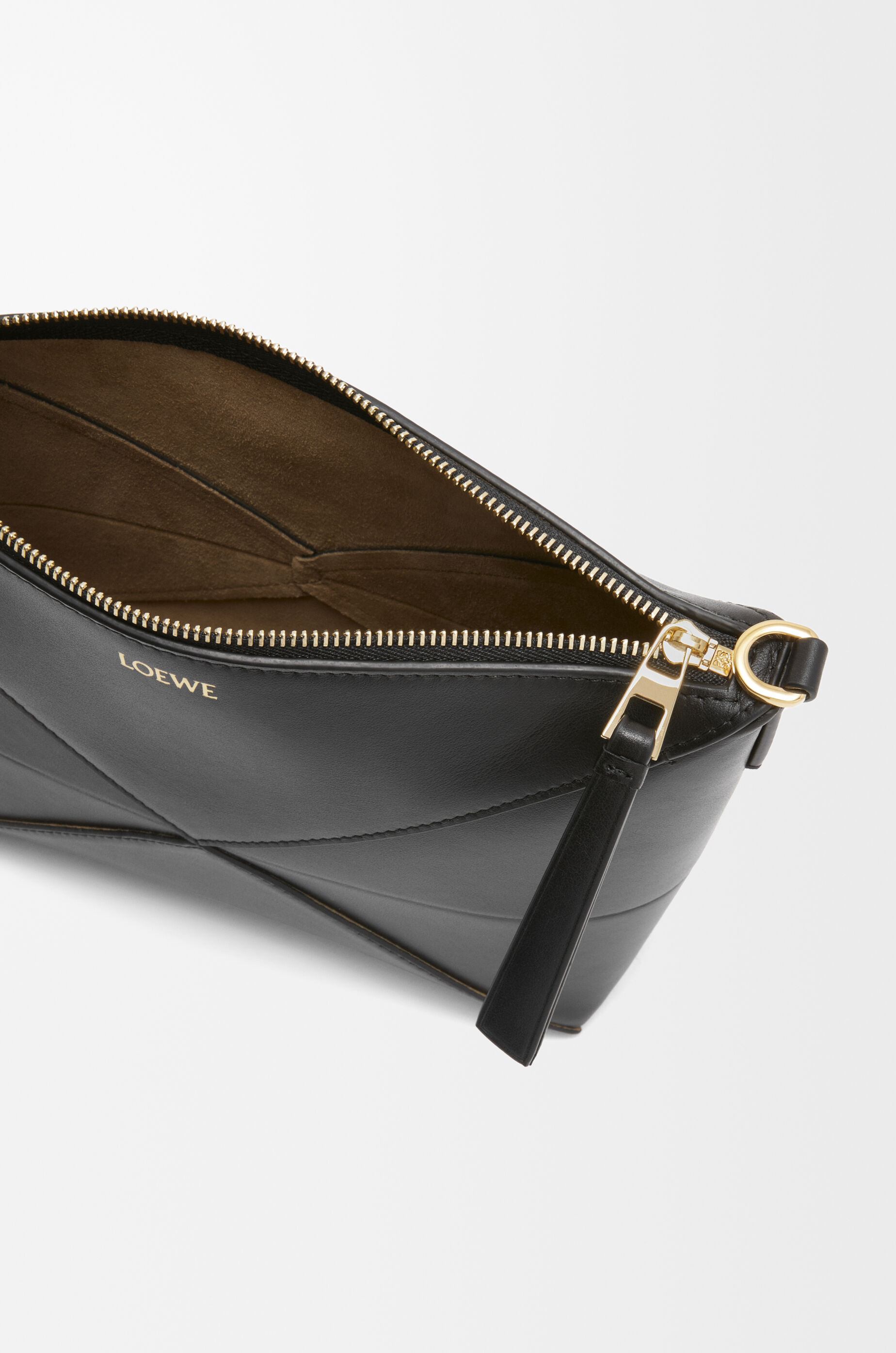 Puzzle Fold pouch in shiny nappa calfskin Black - LOEWE