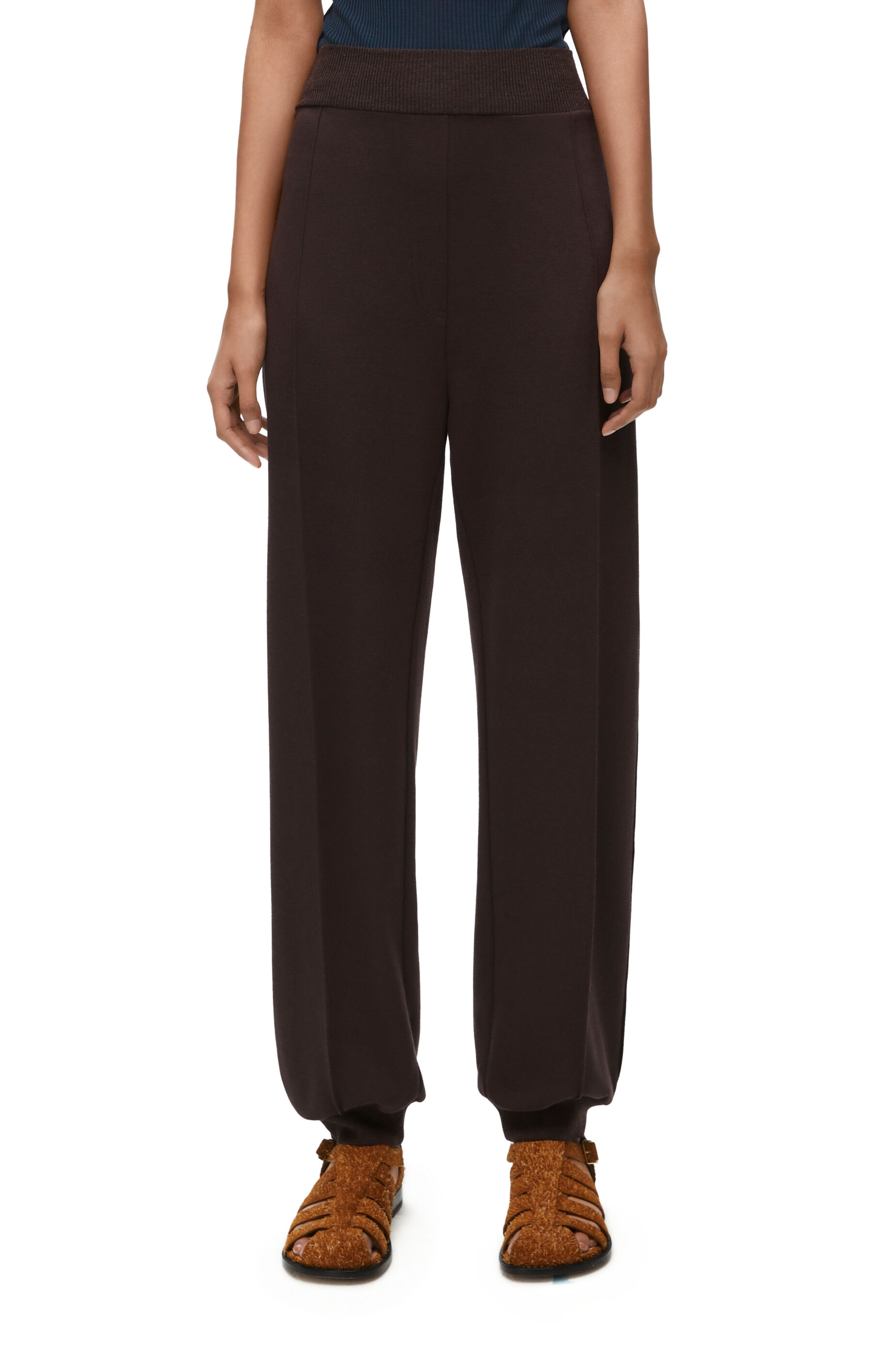 Sweatpants in cotton and silk Coffee - LOEWE