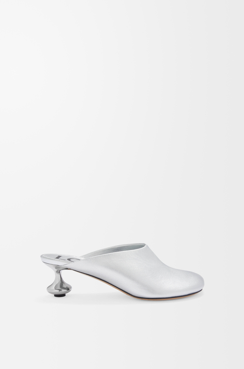 Toy mule in laminated lambskin Silver - LOEWE