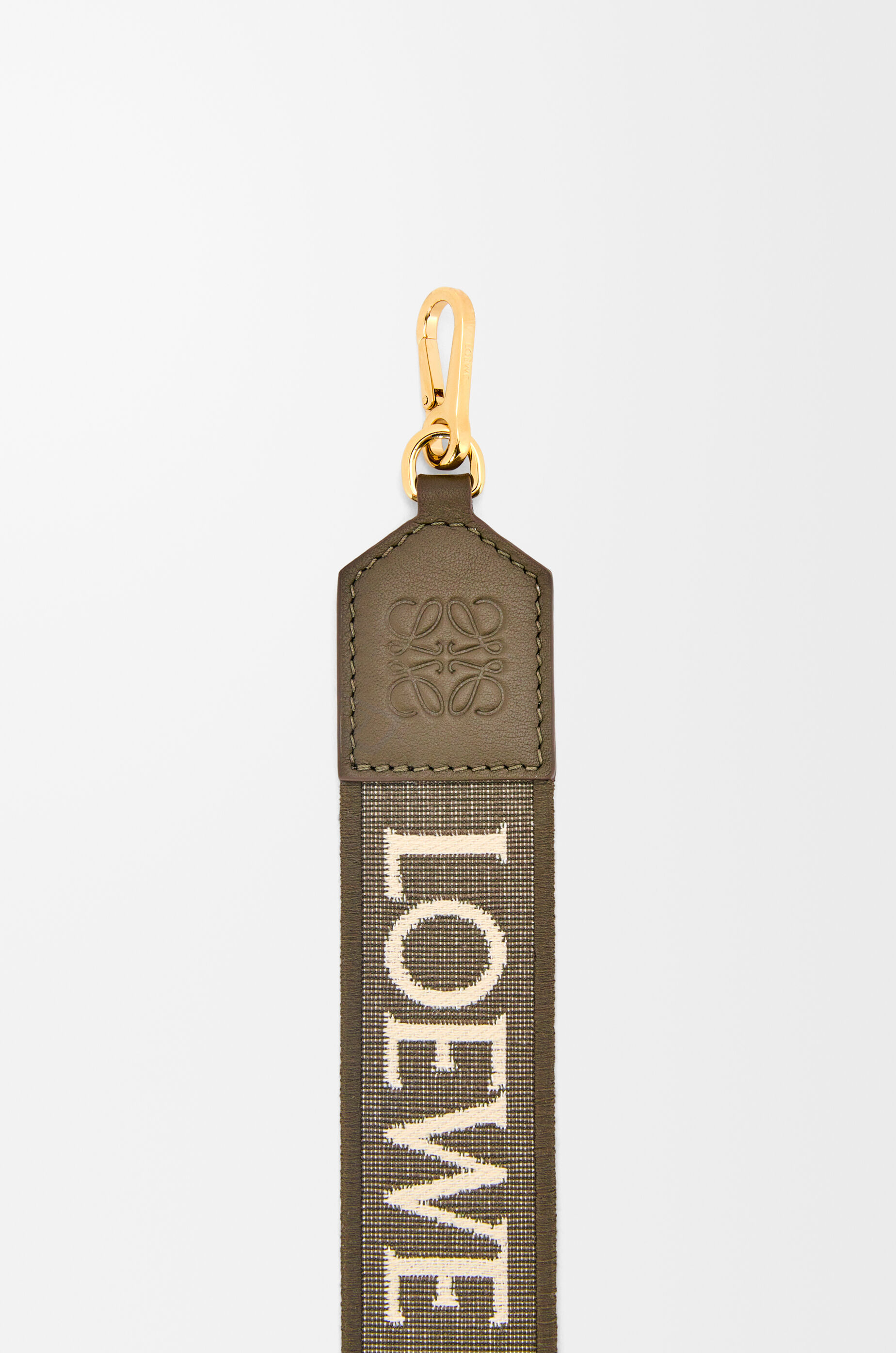 Anagram strap in jacquard and calfskin Dark Khaki Green - LOEWE