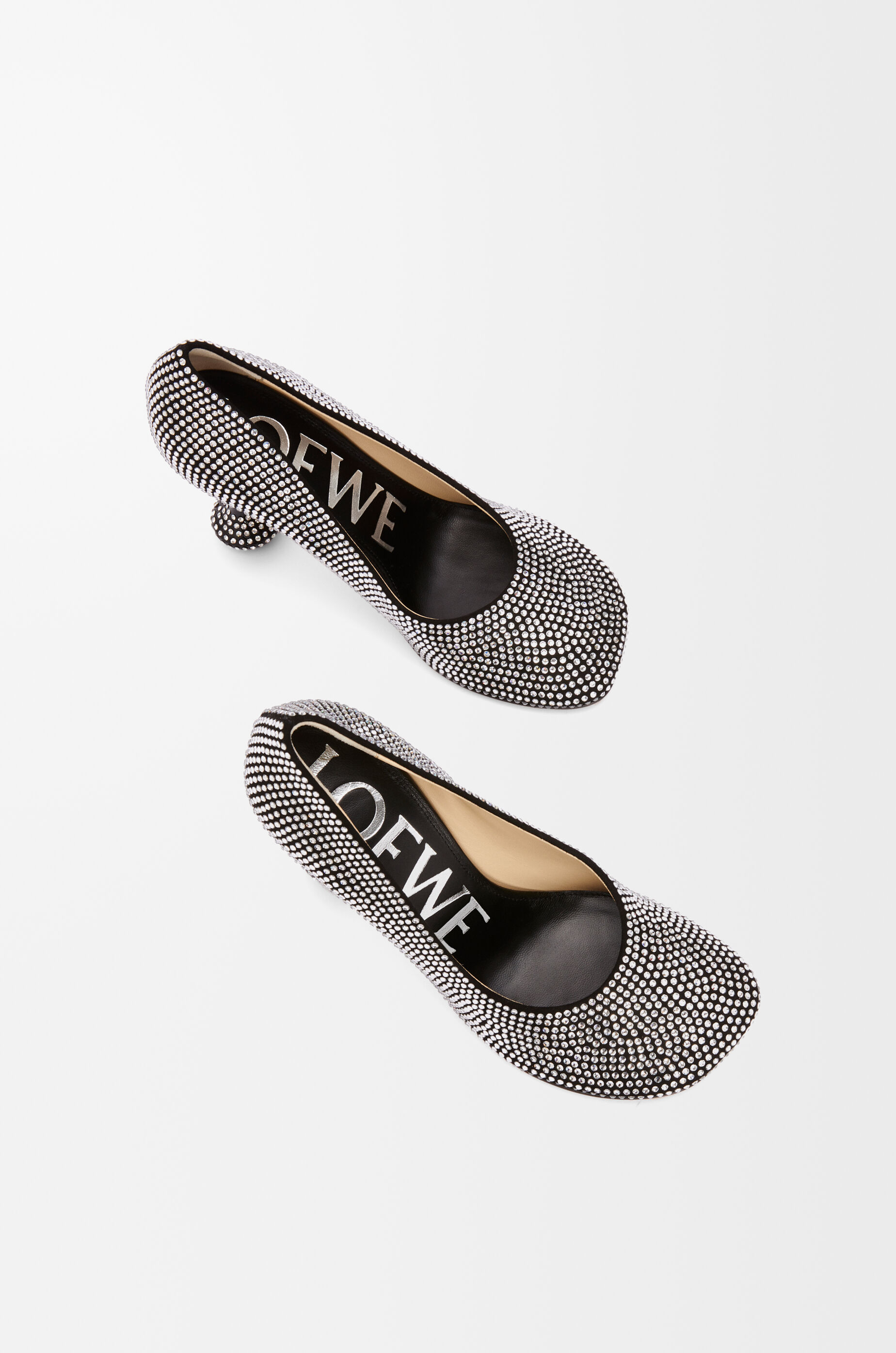 Toy pump in suede and allover rhinestones Black - LOEWE