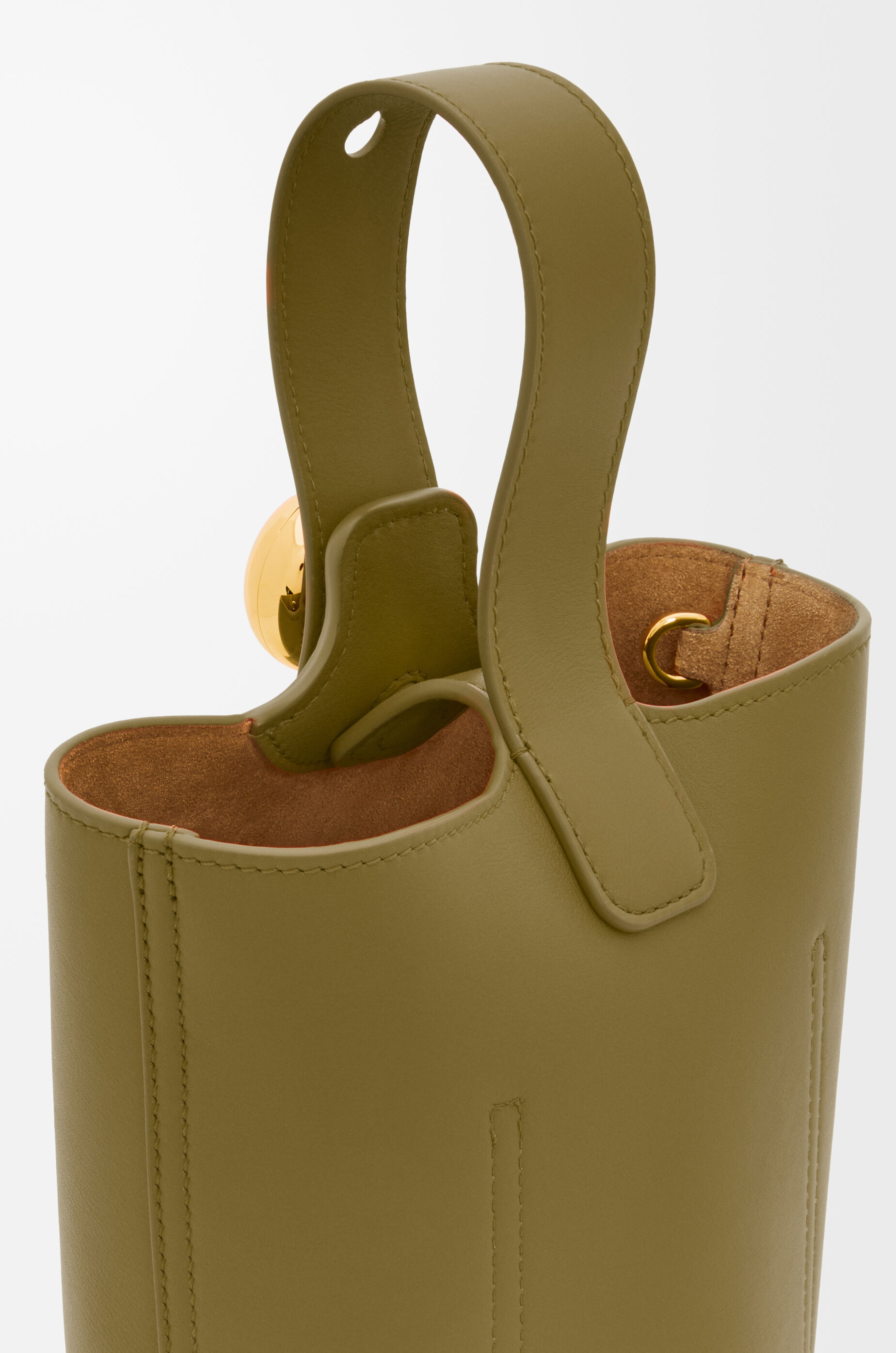 Mini Pebble bucket in smooth calfskin Olive - LOEWE