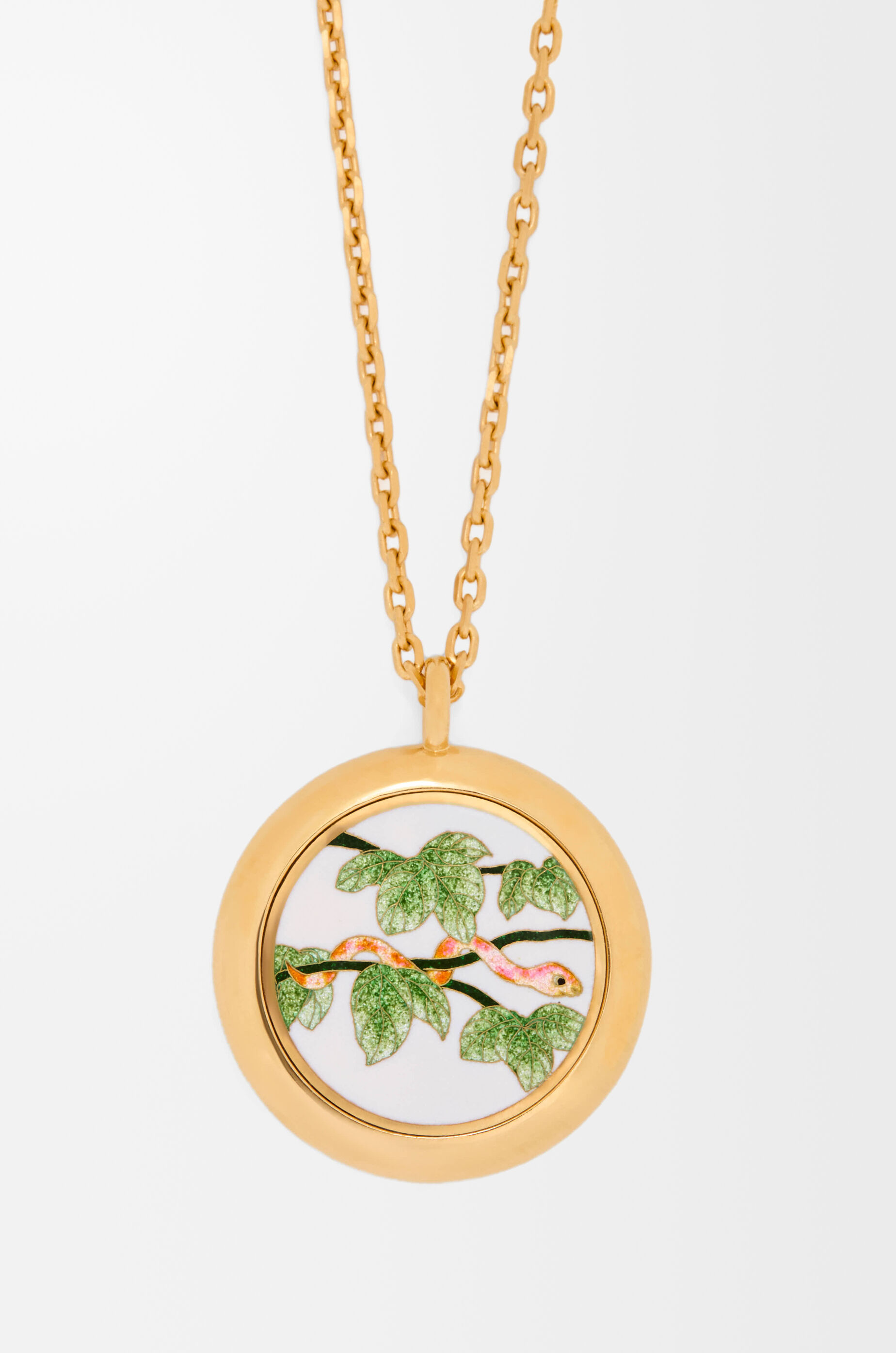 Snake cloisonné necklace in sterling silver Gold/Green - LOEWE