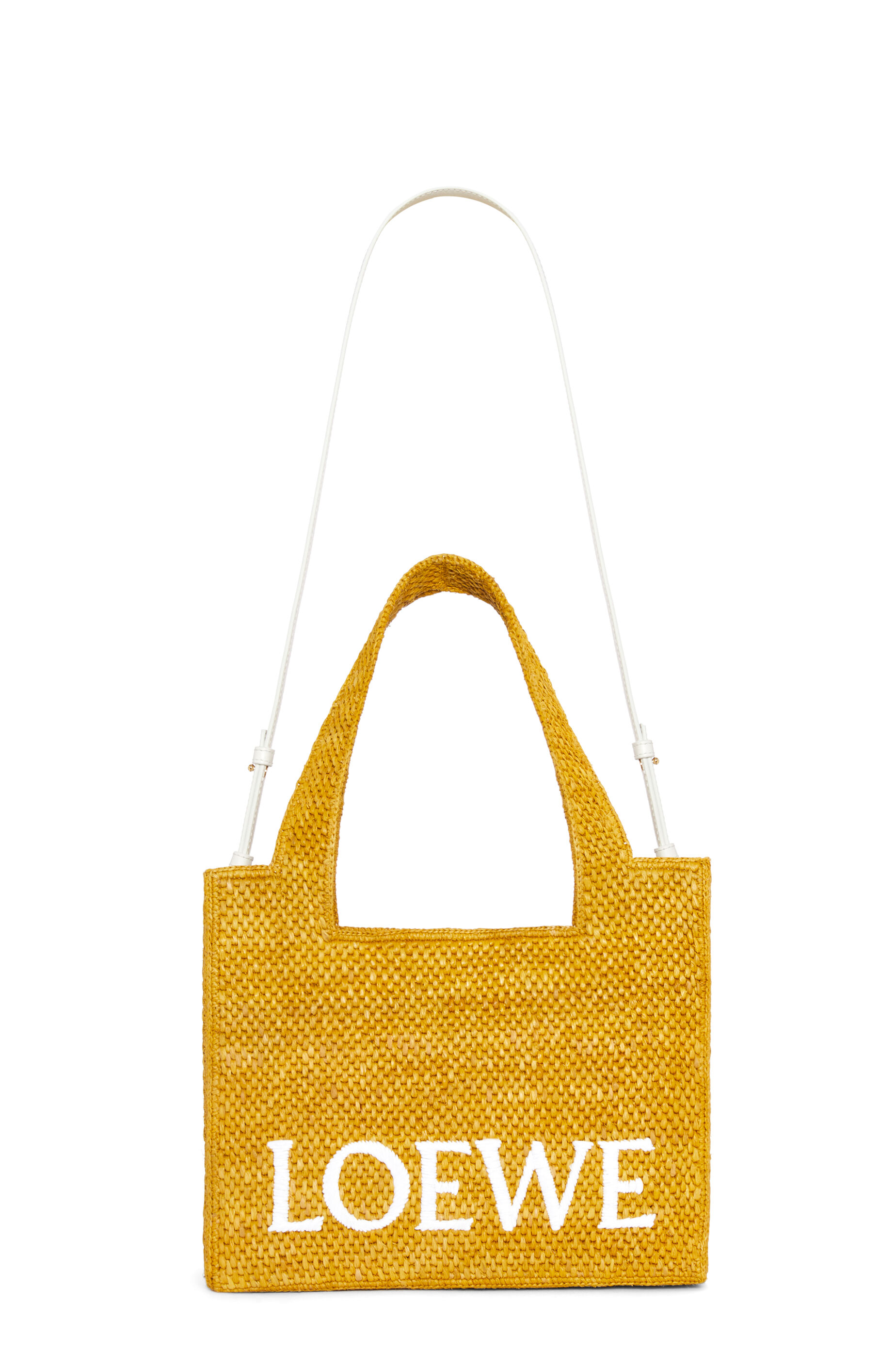 Medium LOEWE Font Tote in raffia Ochre - LOEWE
