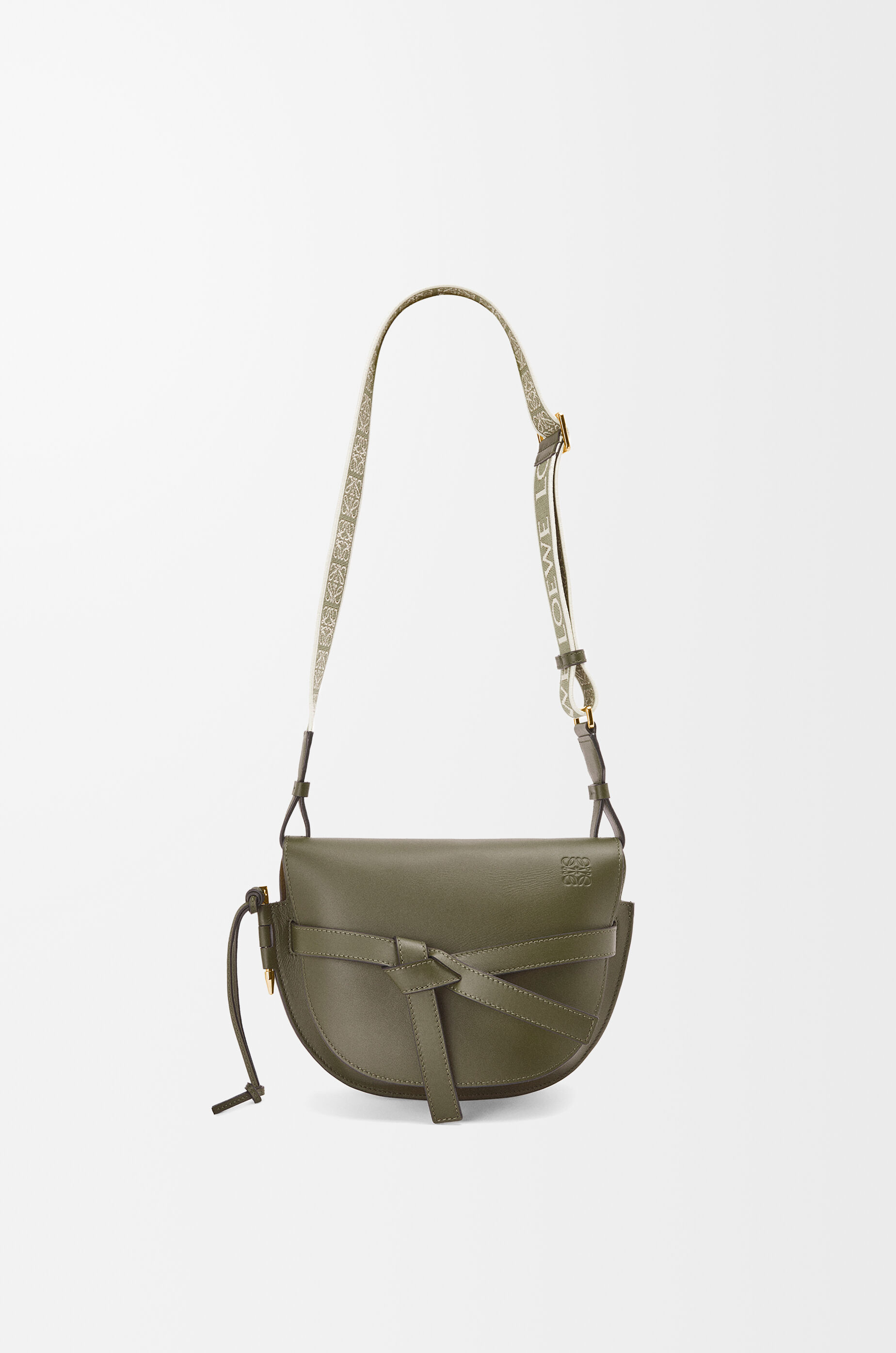 Small Gate bag in soft calfskin and jacquard Autumn Green - LOEWE