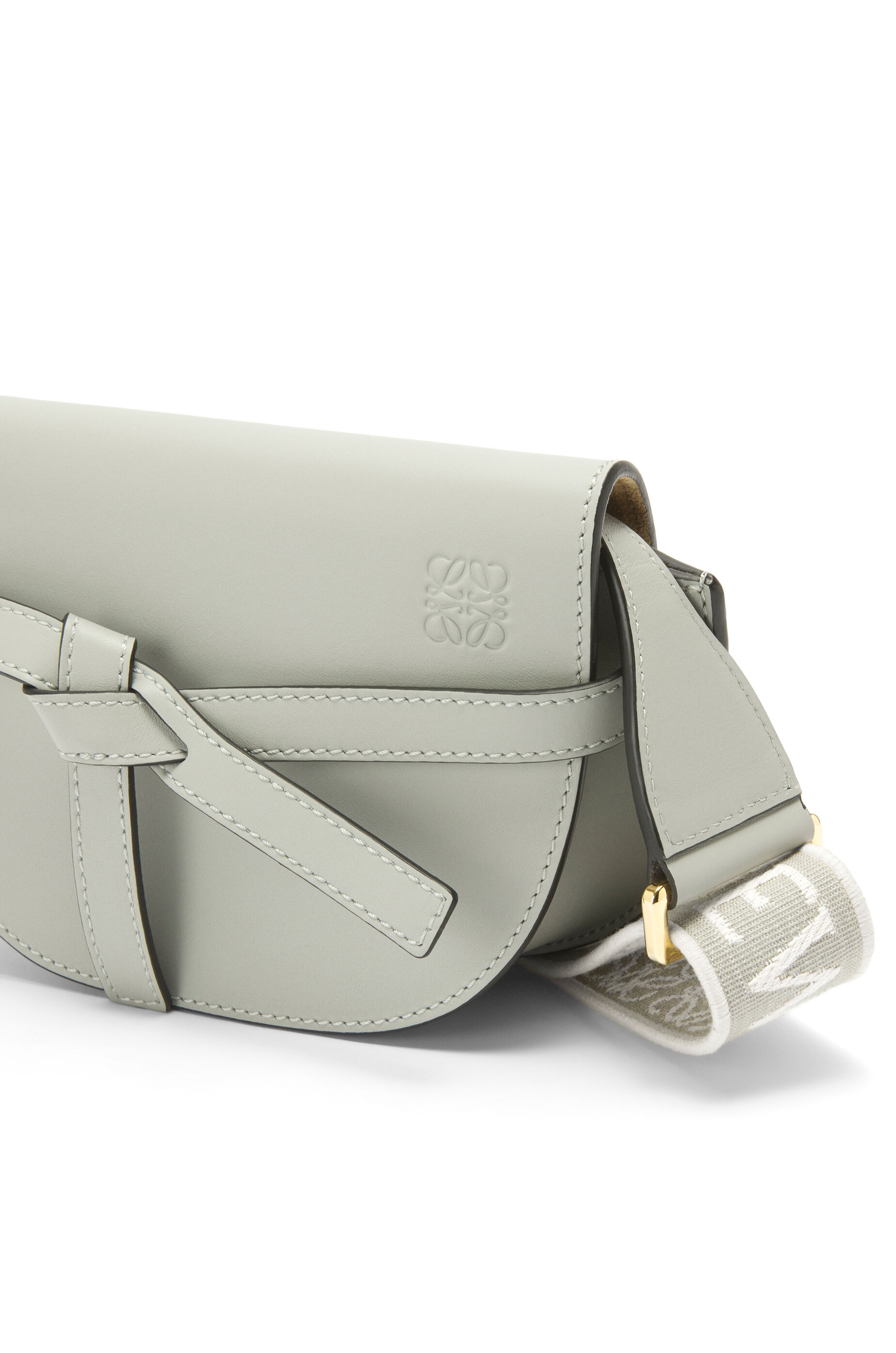 Mini Gate Dual bag in soft calfskin and jacquard Ash Grey - LOEWE