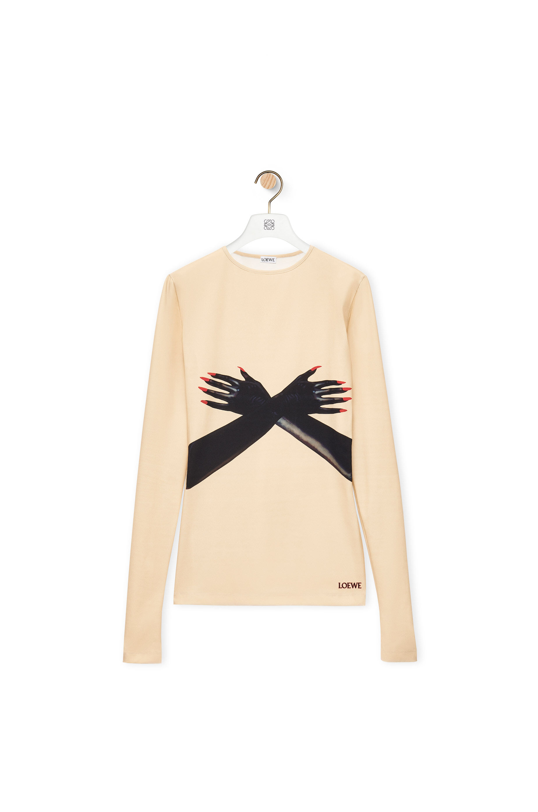 Glove print top in technical jersey Beige/Black - LOEWE