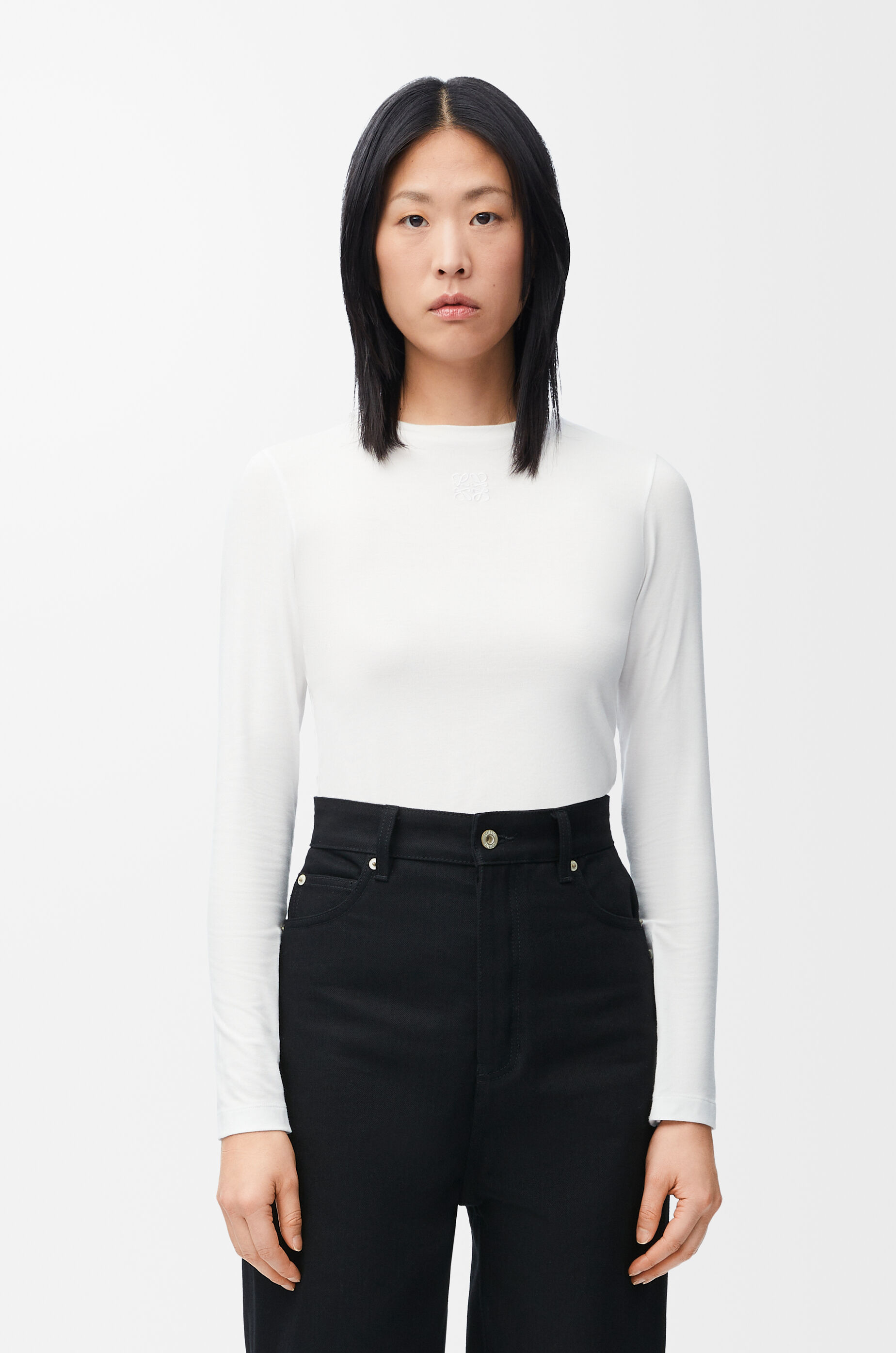 Long sleeve top in modal White - LOEWE