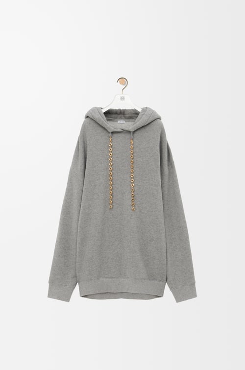 Chain hoodie in cotton and cashmere Lead Grey - LOEWE