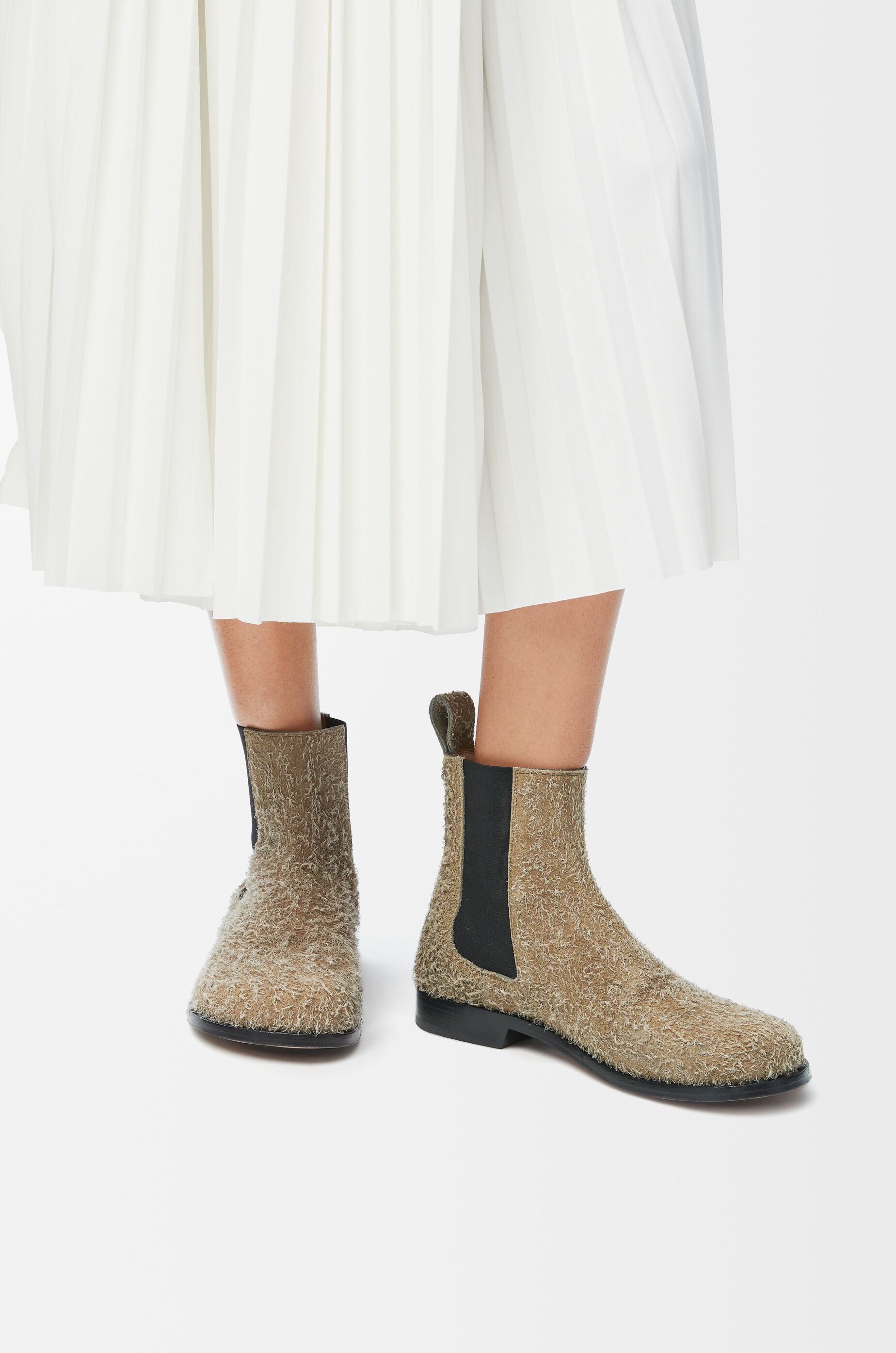 Campo Chelsea boot in brushed suede Khaki Green - LOEWE