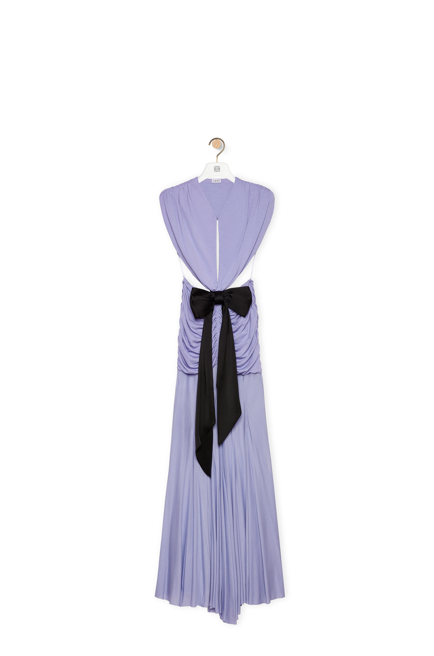 Vestido drapeado en punto de crepé con lazo Lila - LOEWE