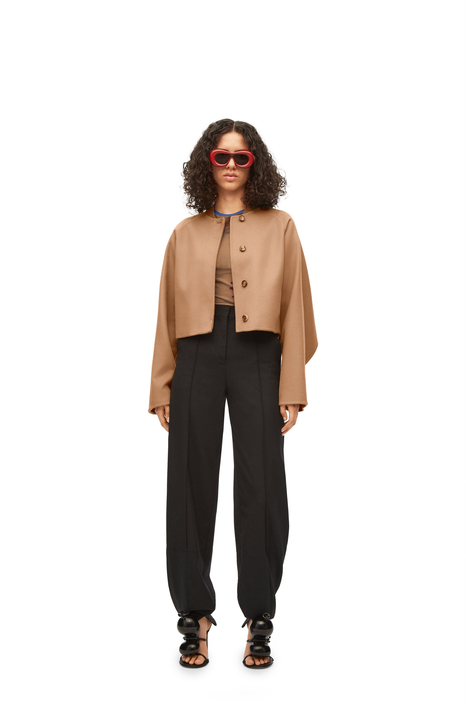 Button jacket in wool and cashmere Camel - LOEWE