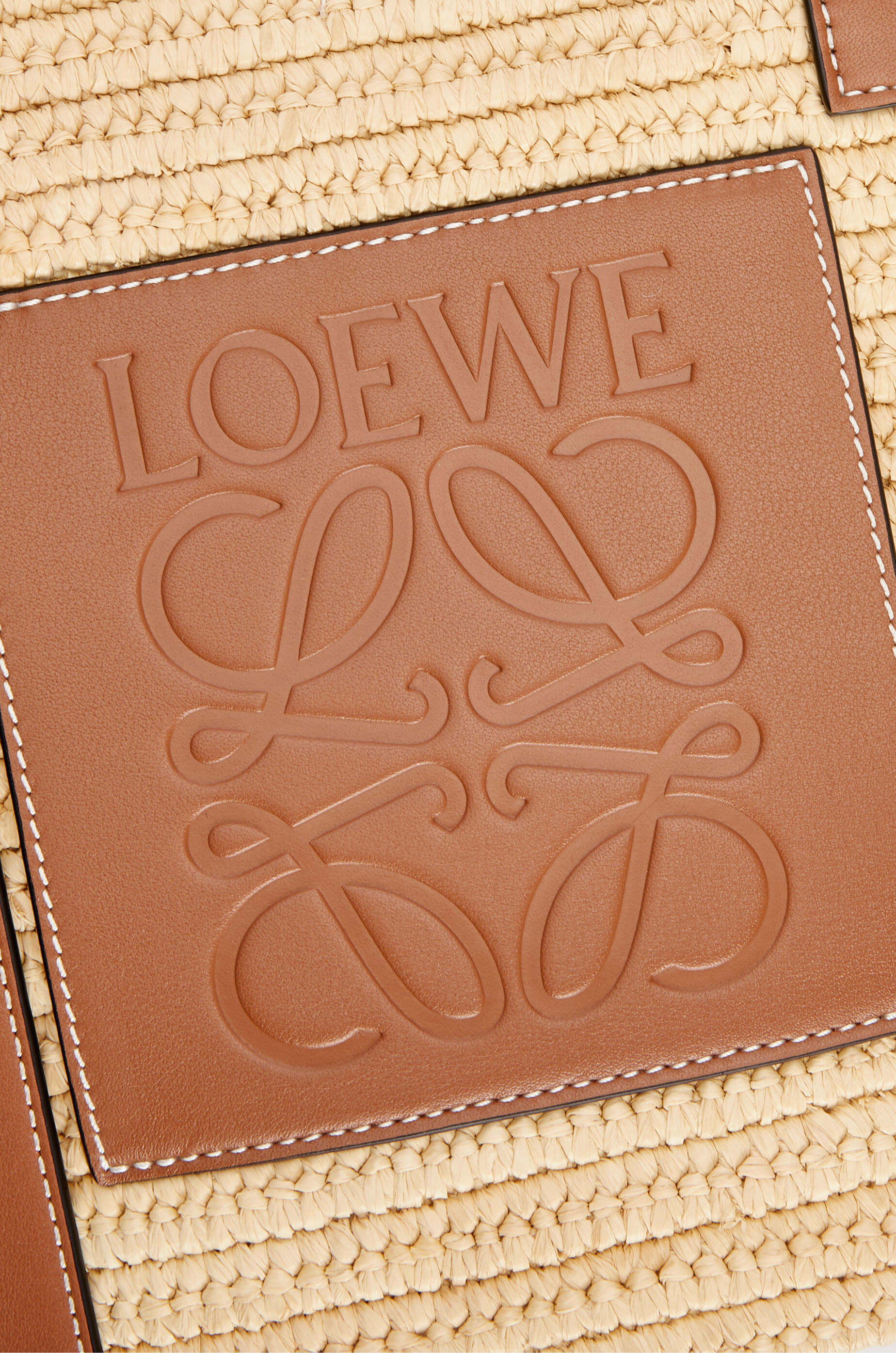 Bolso capazo Elephant en rafia y piel de ternera Natural/Bronceado - LOEWE