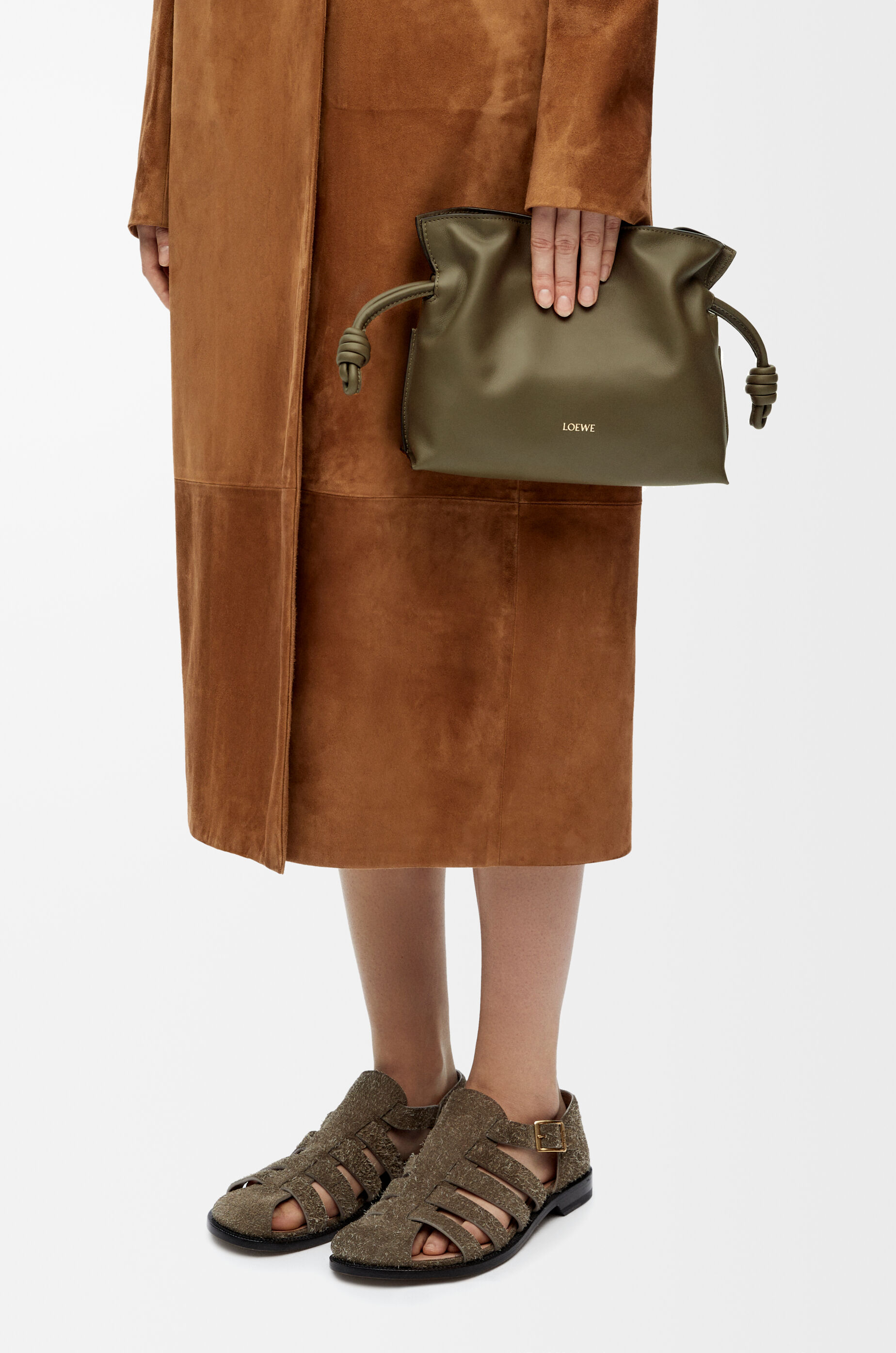 Mini Flamenco clutch in nappa calfskin Dark Khaki Green - LOEWE