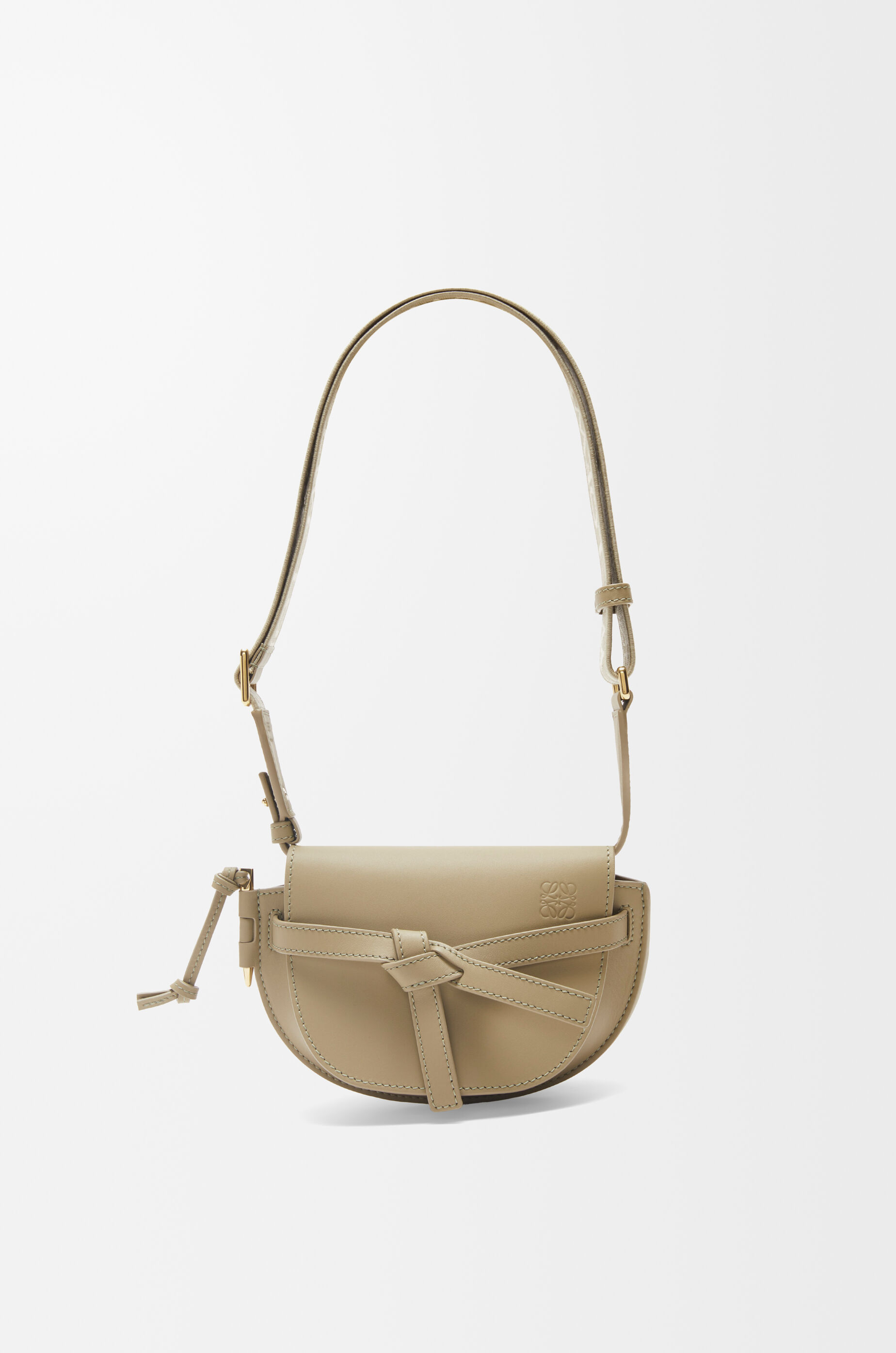 Mini Gate Dual bag in soft calfskin and jacquard Clay Green - LOEWE