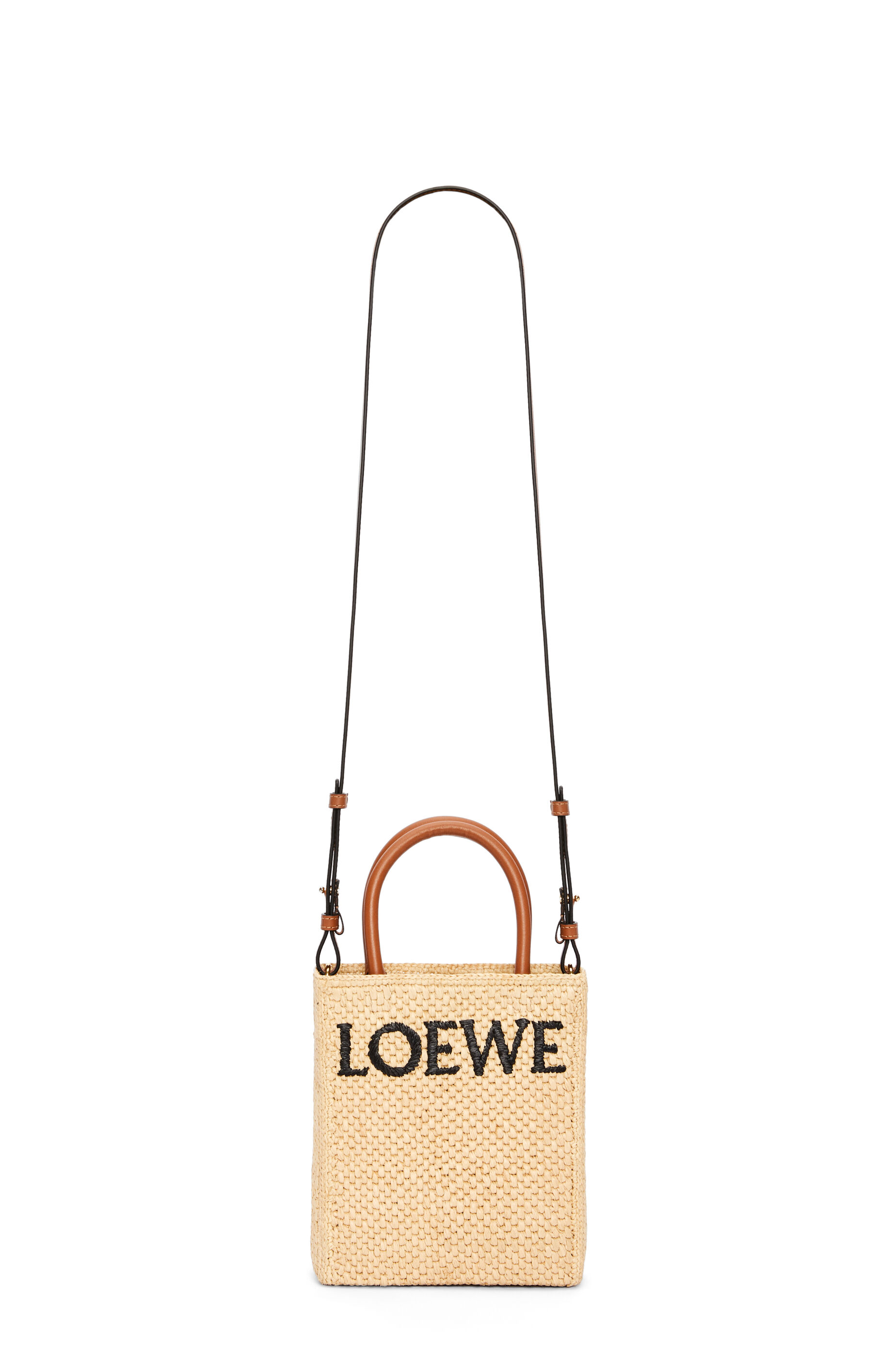 Bolso Standard Tote A5 en rafia Natural/Negro - LOEWE