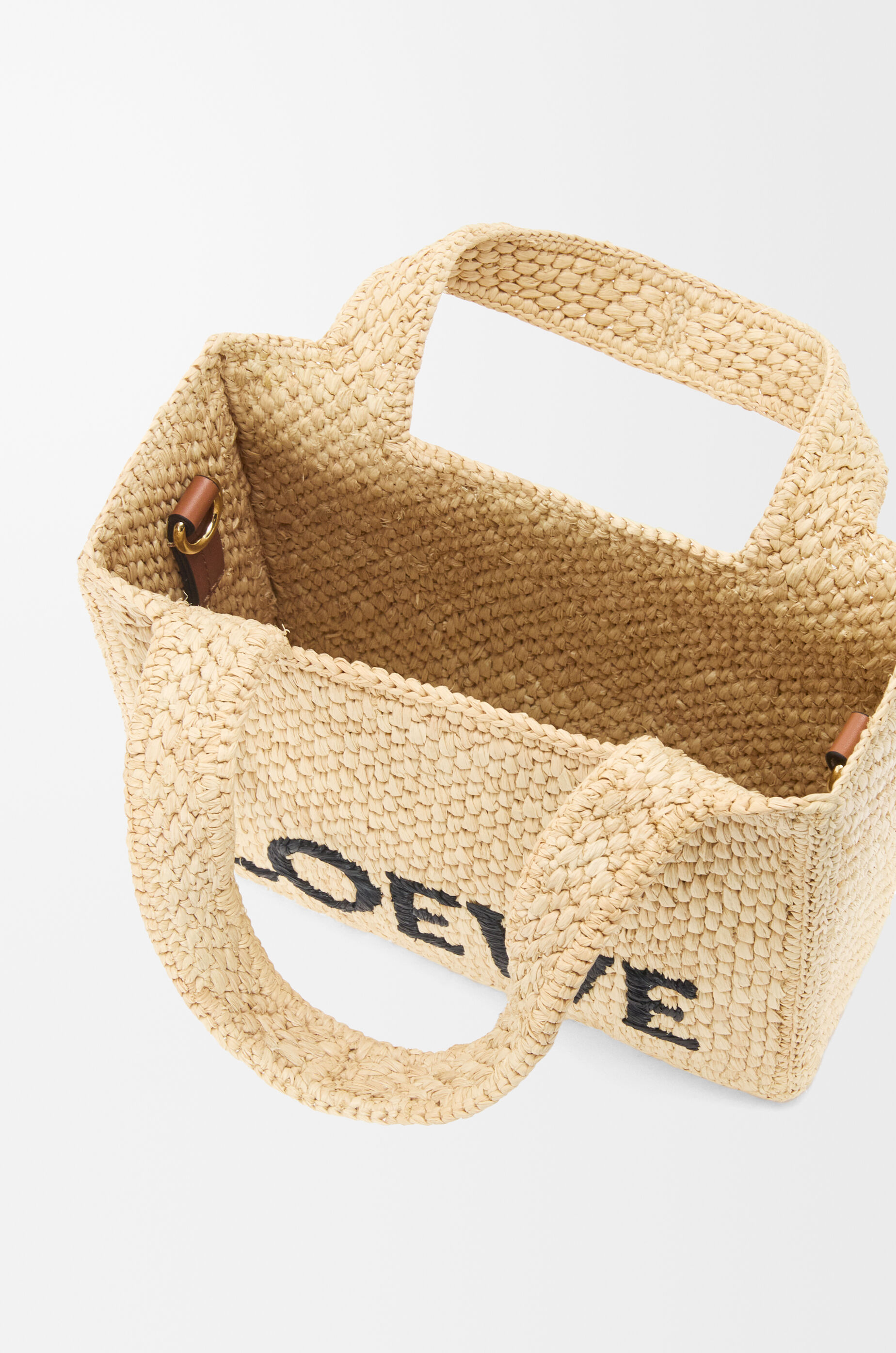 Mini LOEWE Font tote in raffia Natural - LOEWE
