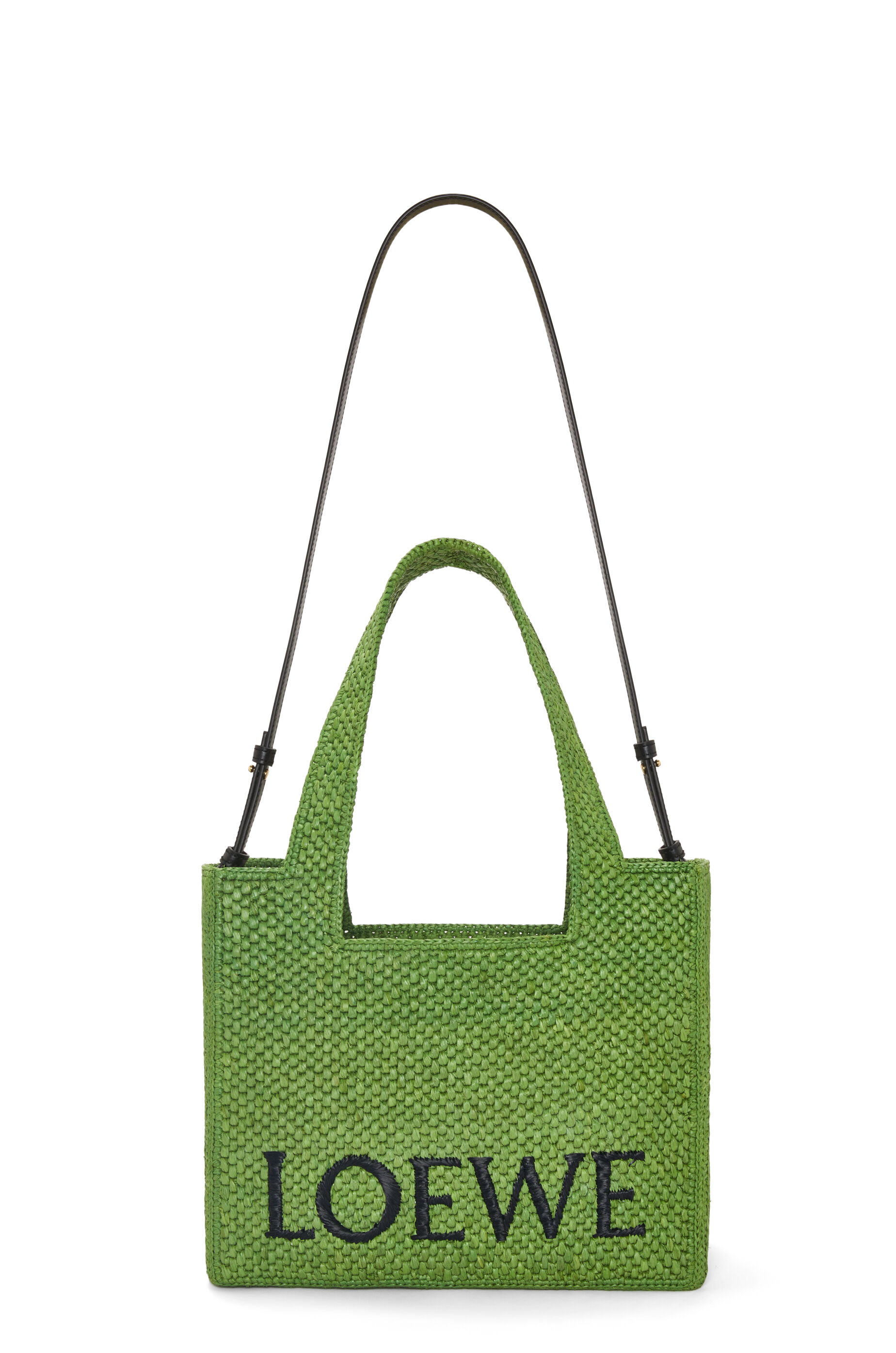 Medium LOEWE Font Tote in raffia Green - LOEWE