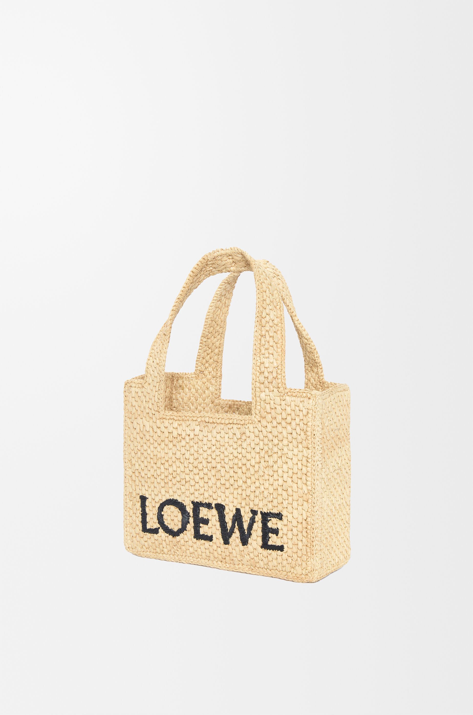 Mini LOEWE Font Tote in raffia Natural - LOEWE