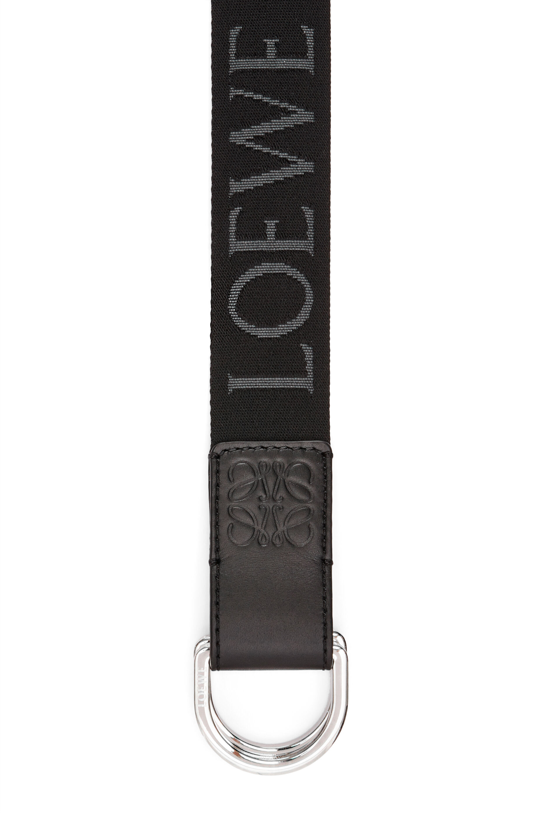 D-ring webbing belt in nylon and calfskin Black/Palladium - LOEWE