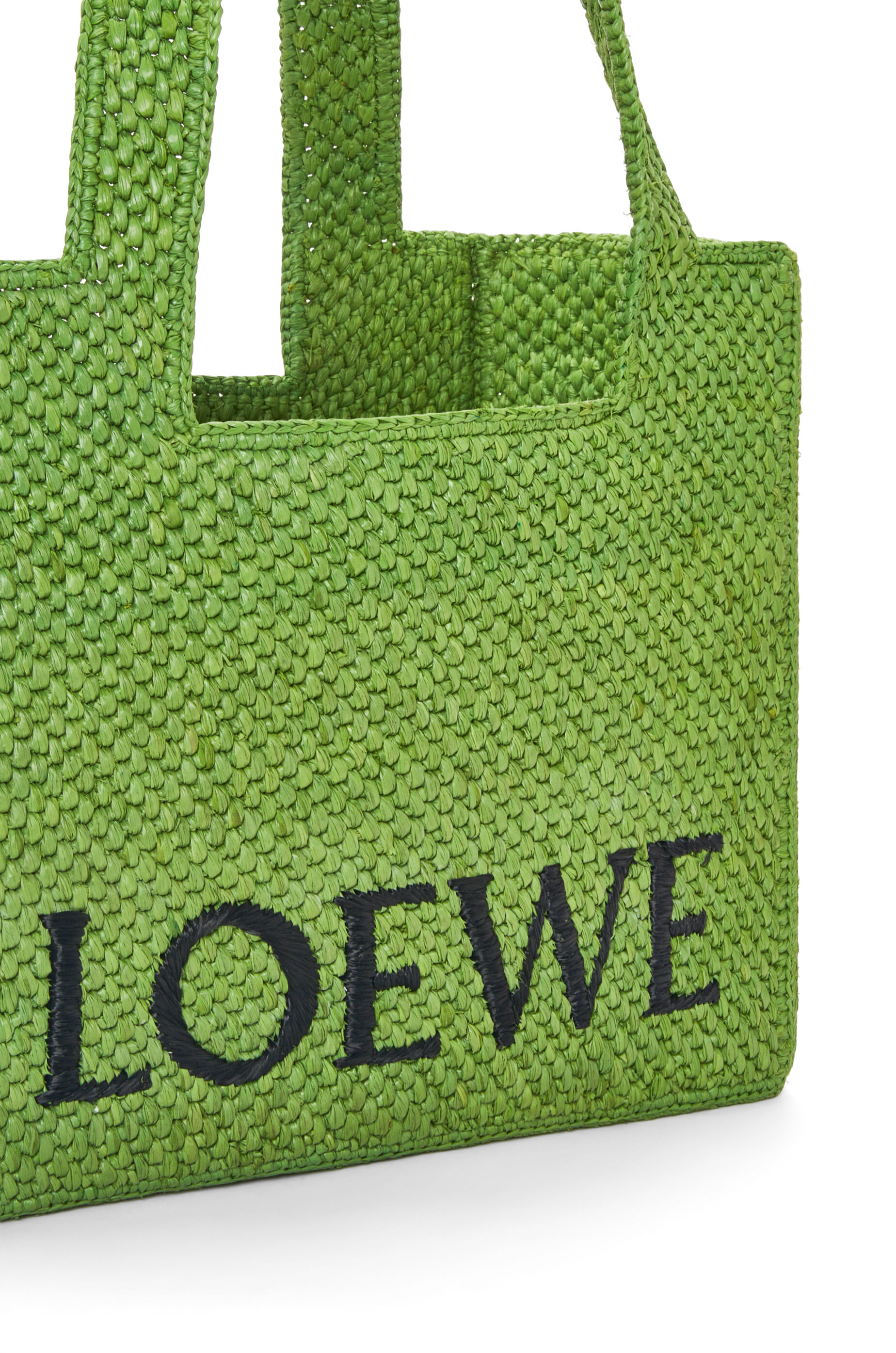 Medium LOEWE Font Tote in raffia Green - LOEWE