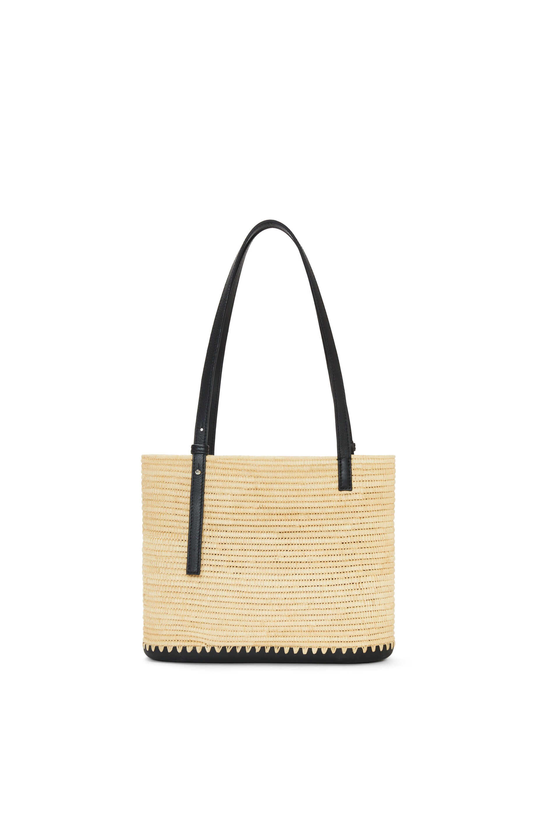 Bolso capazo Square en rafia y piel de ternera Natural/Negro - LOEWE