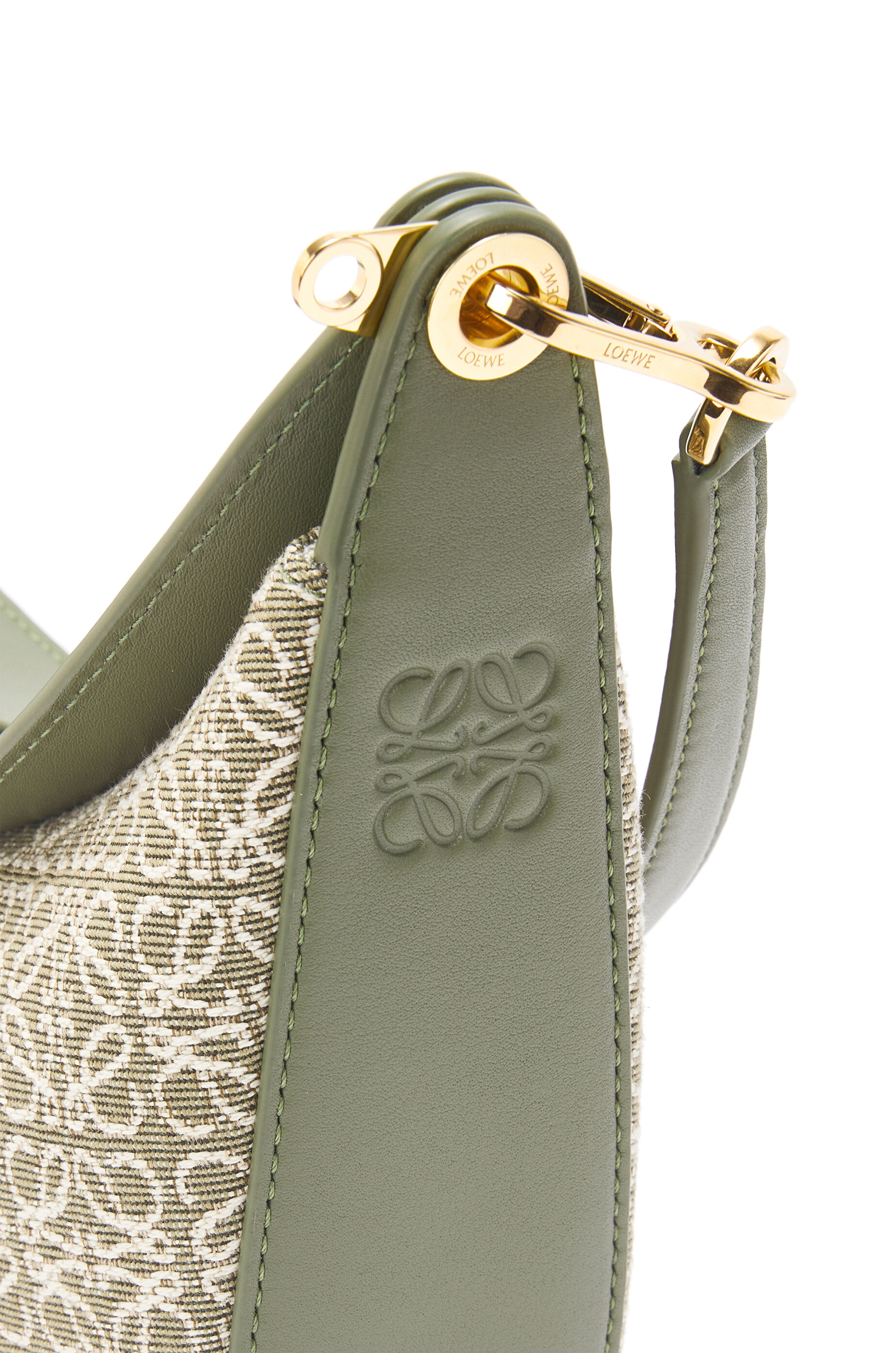 Small LOEWE Luna bag in Anagram jacquard and classic calfskin Green ...
