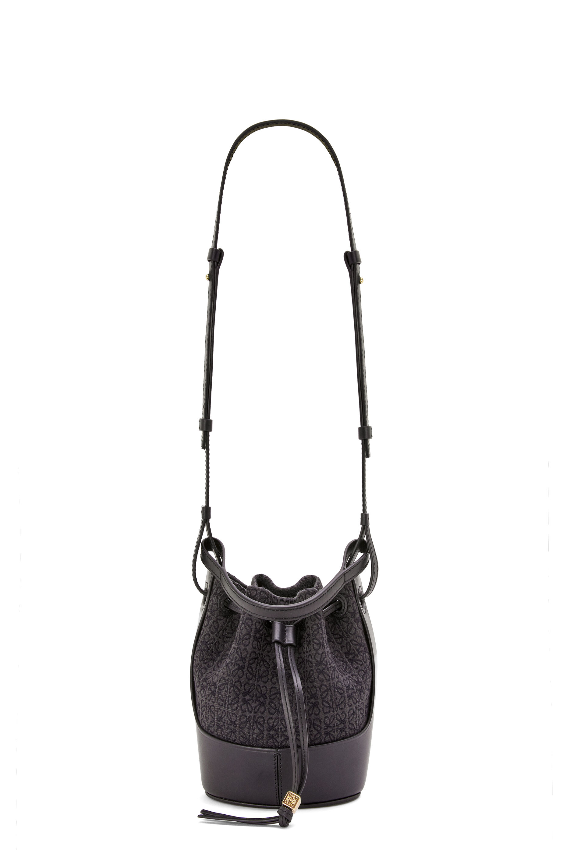 Mini Balloon bag in Anagram jacquard and calfskin Anthracite/Black - LOEWE