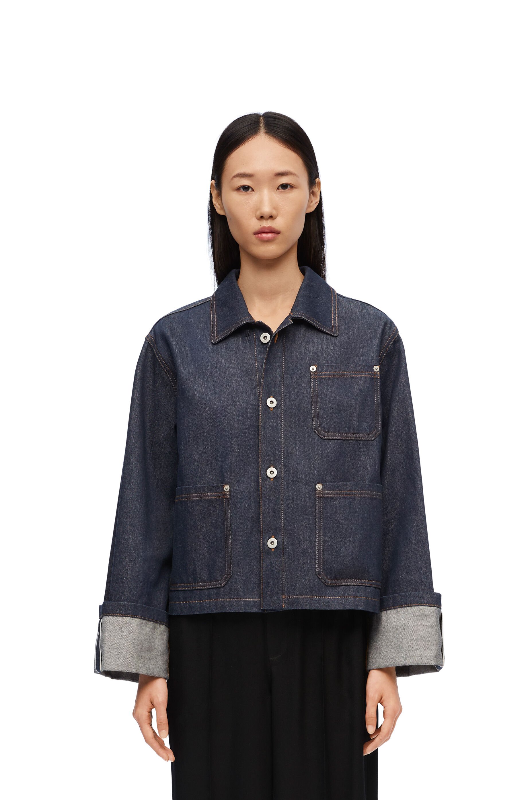 Fisherman turn-up jacket in denim Raw Denim - LOEWE