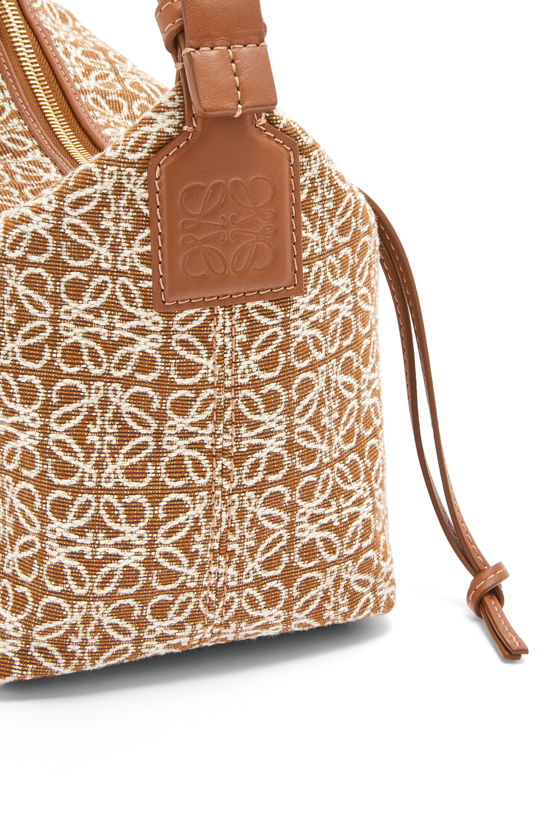 Small Cubi bag in Anagram jacquard and calfskin Tan/Pecan - LOEWE