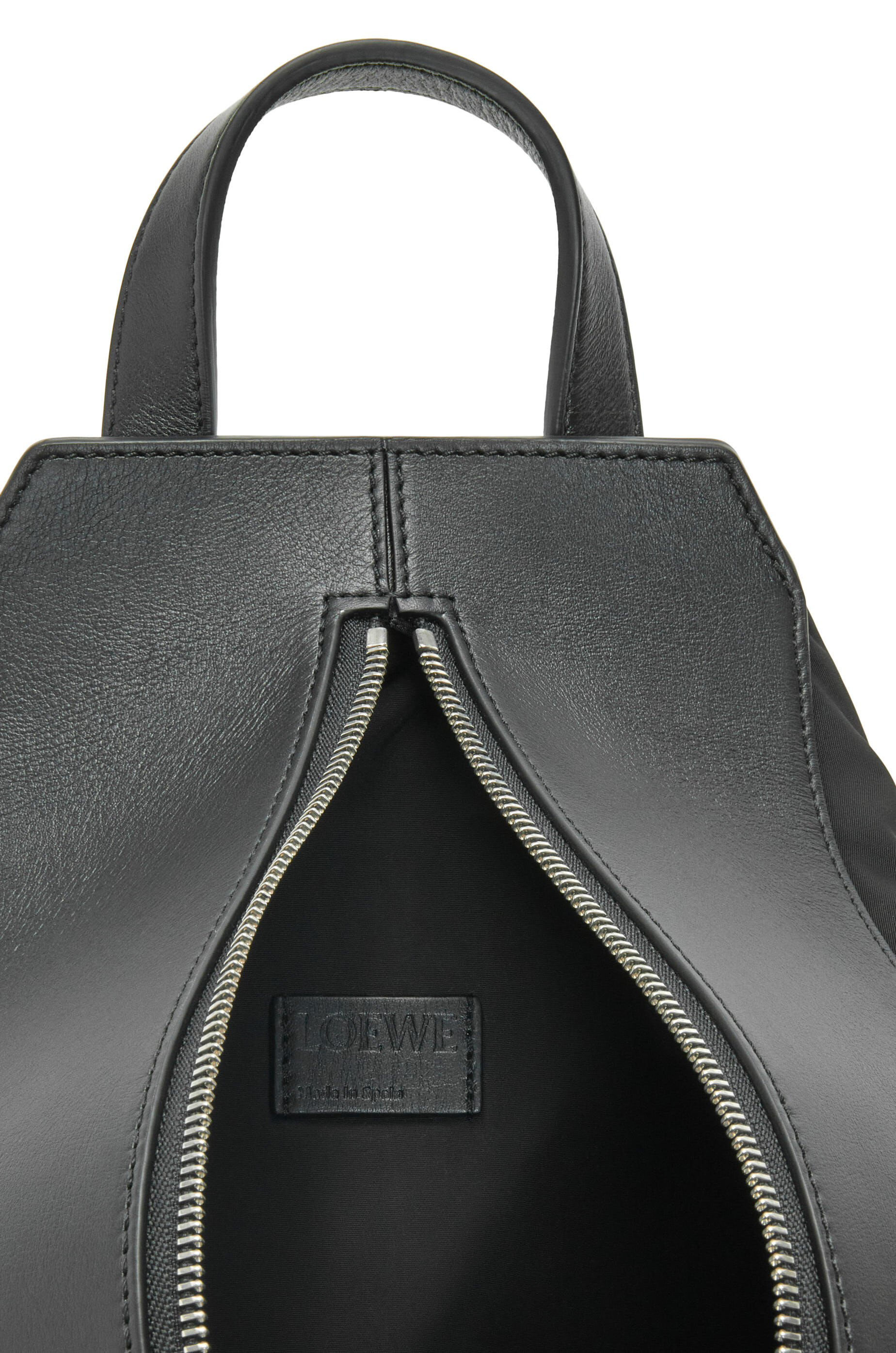 Small Convertible backpack in nylon and calfskin Black - LOEWE