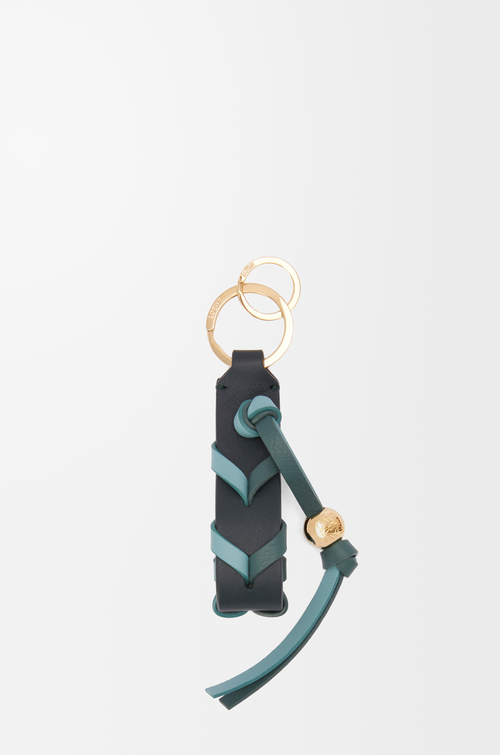 Braided keyring in classic calfskin Deep Forest/Water - LOEWE