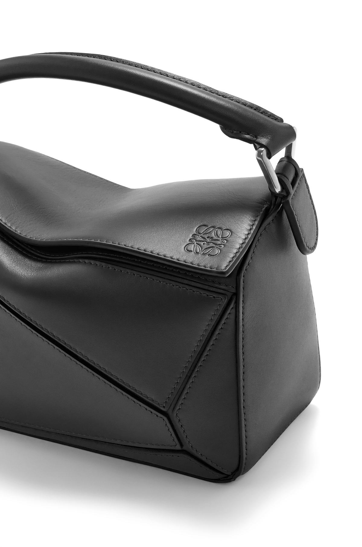 Small Puzzle Bag In Satin Calfskin Black Loewe