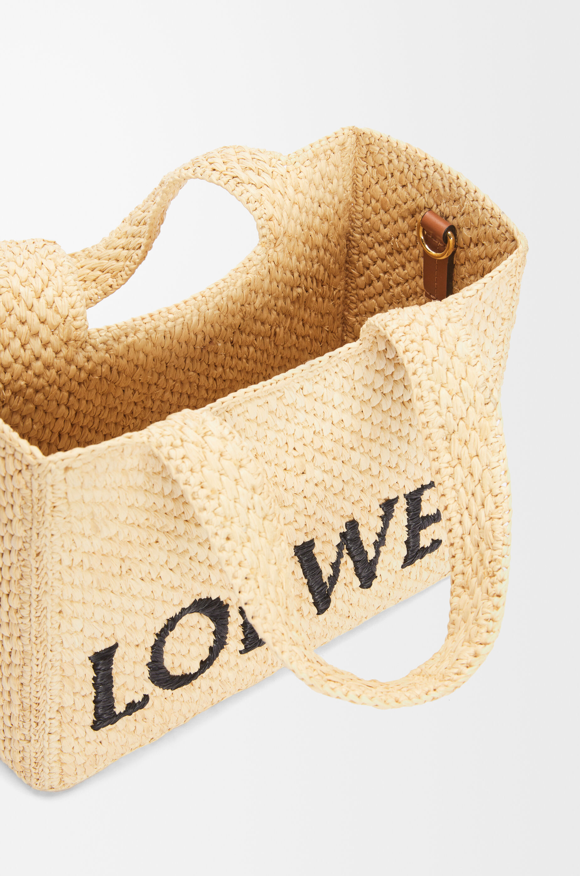 Small LOEWE Font Tote in raffia Natural - LOEWE