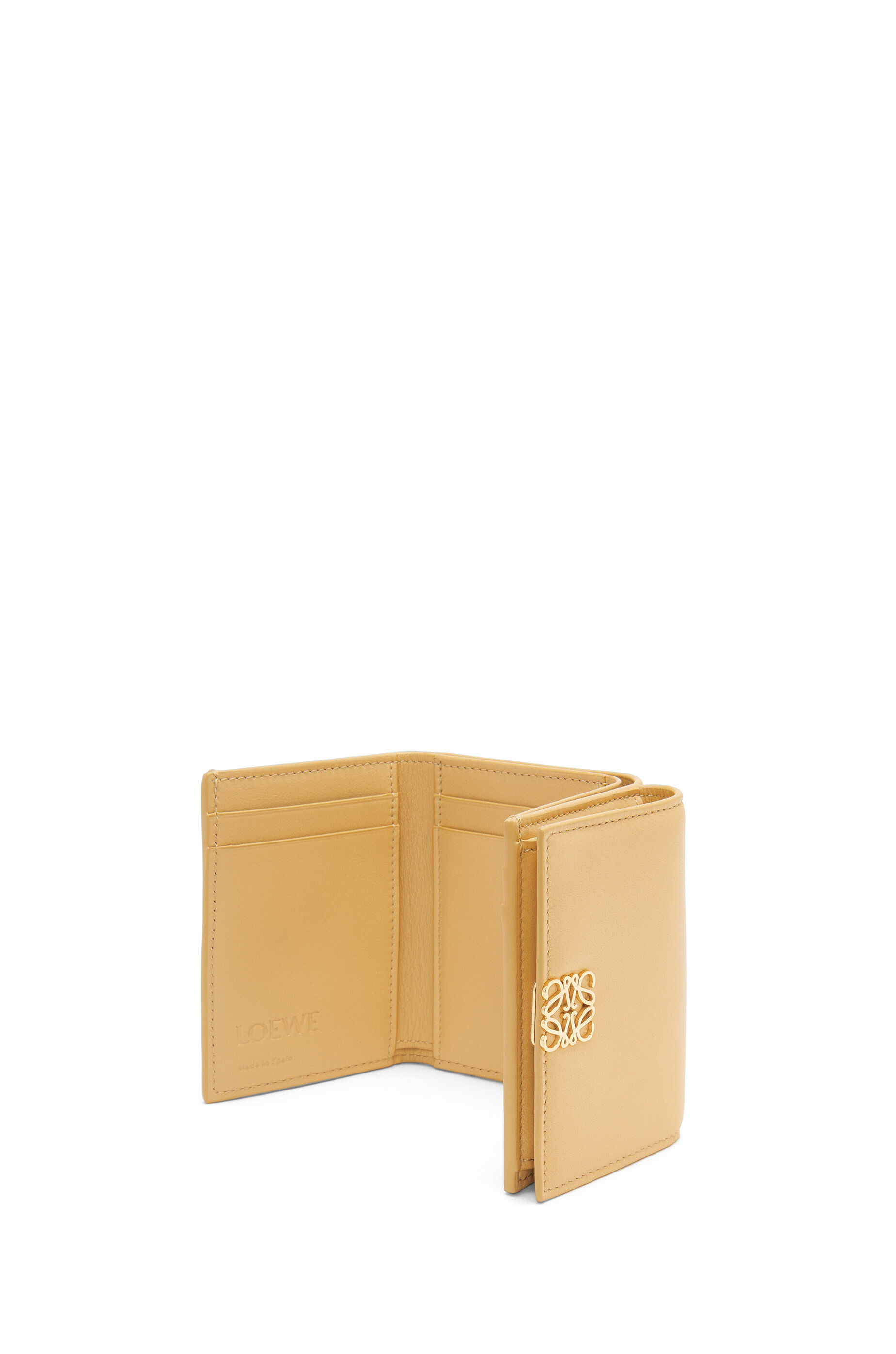 Puffer Anagram trifold wallet in shiny nappa calfskin Dark Butter - LOEWE