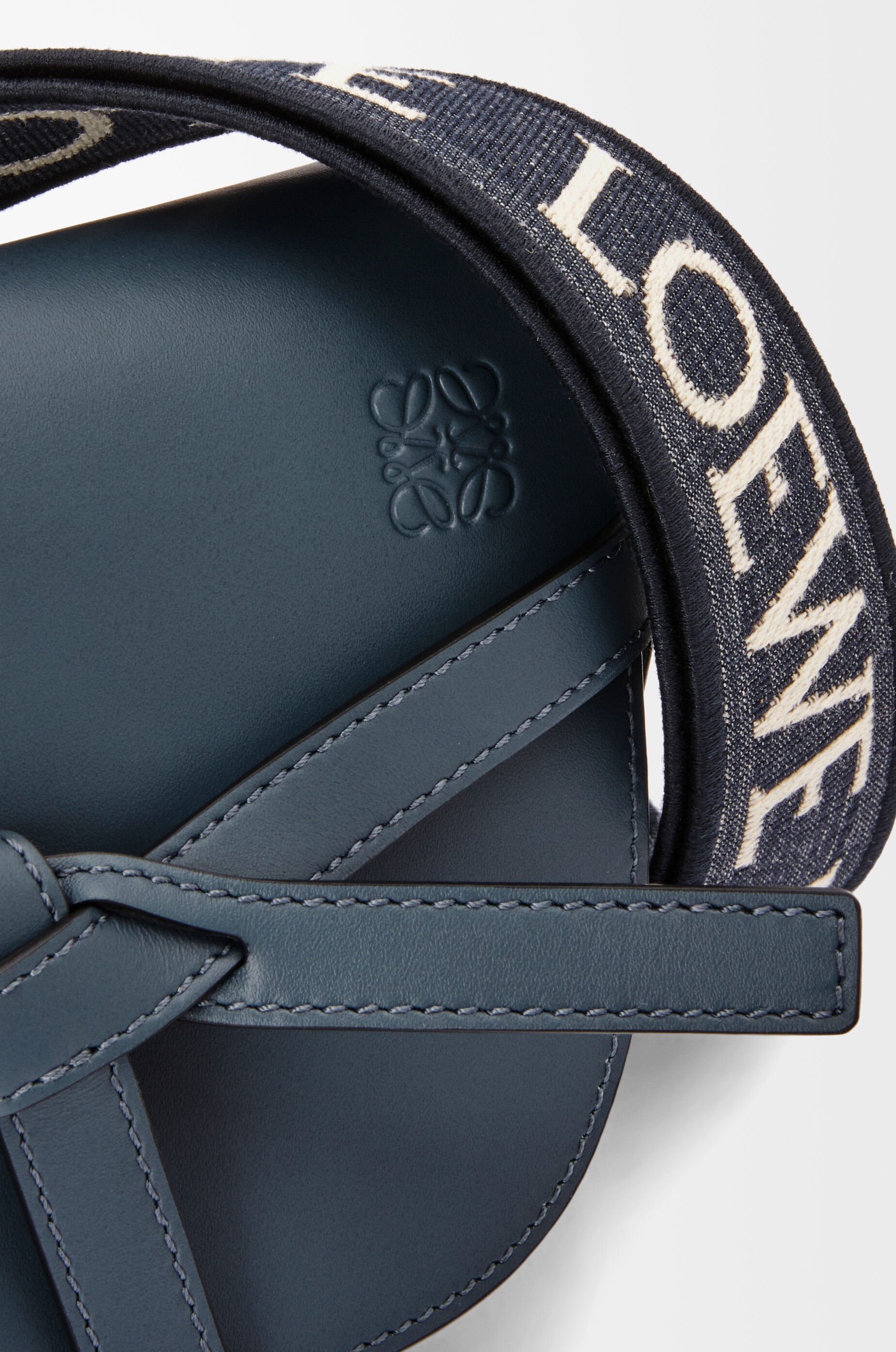 Mini Gate Dual bag in soft calfskin and jacquard Onyx Blue - LOEWE
