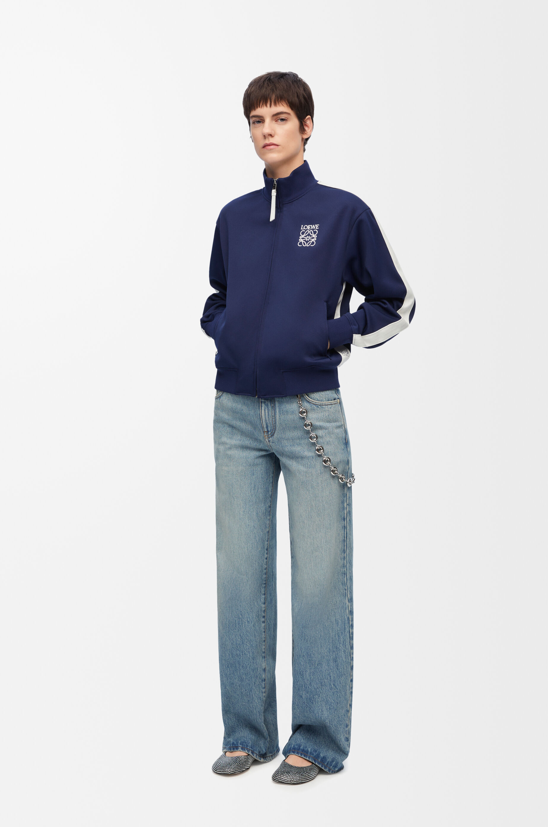 Tracksuit jacket in technical jersey Marine - LOEWE