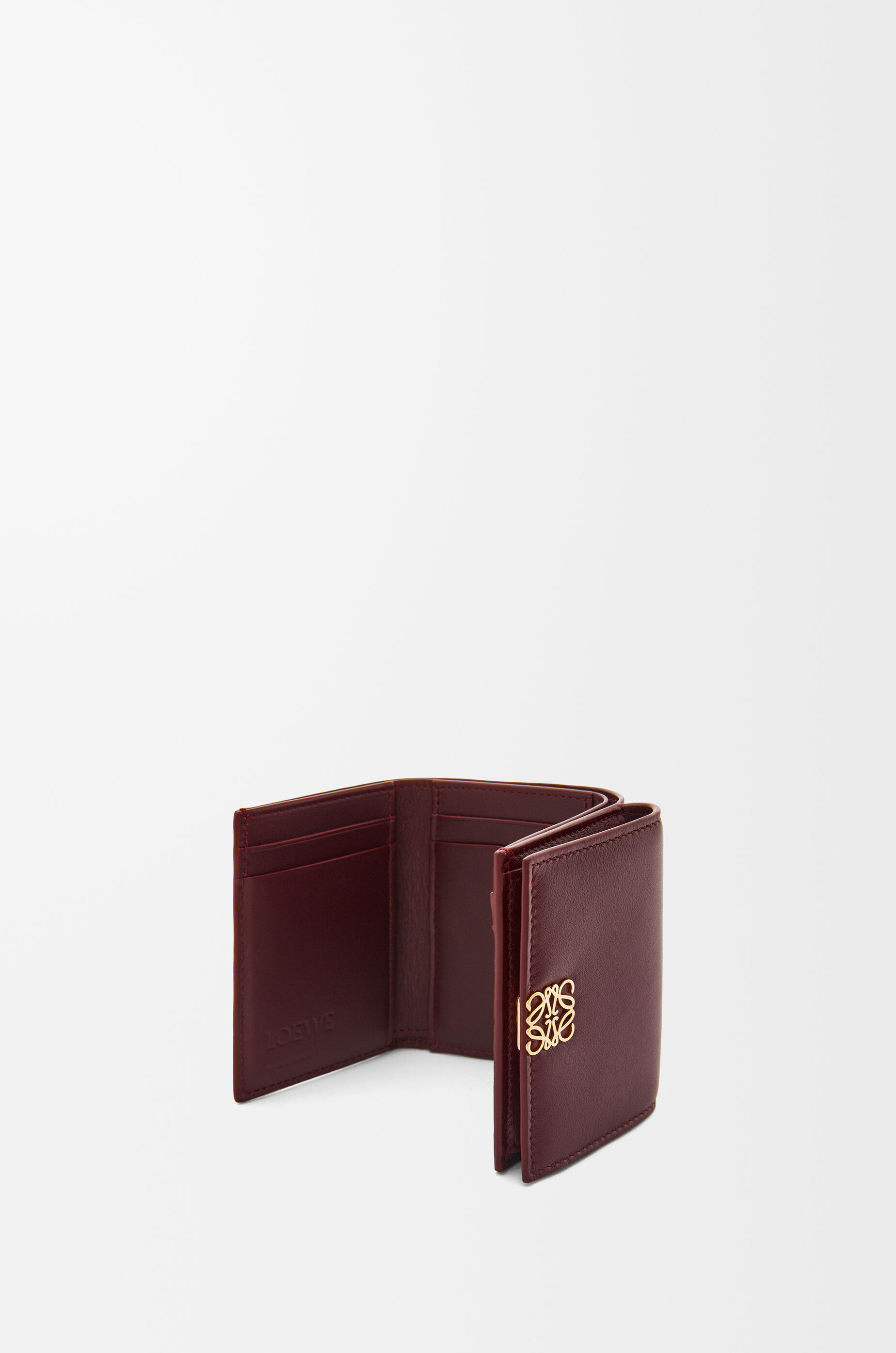 Puffer Anagram trifold wallet in shiny nappa calfskin Dark Burgundy - LOEWE