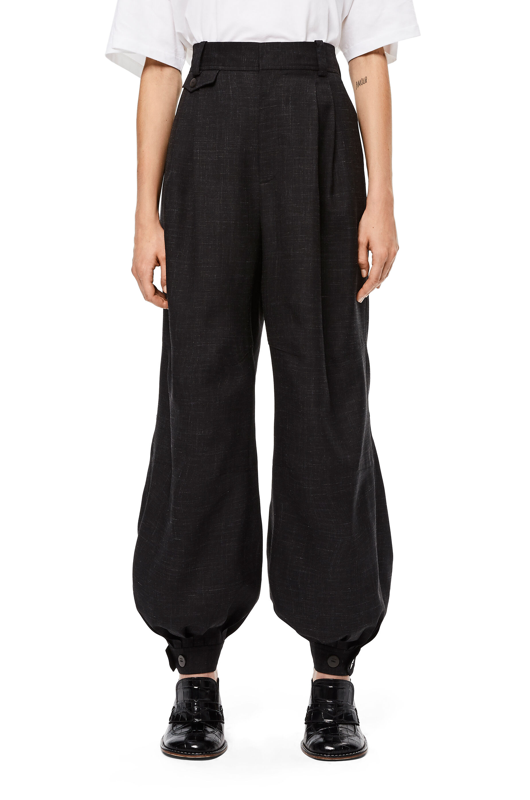 Cropped balloon pants in virgin wool Black - LOEWE