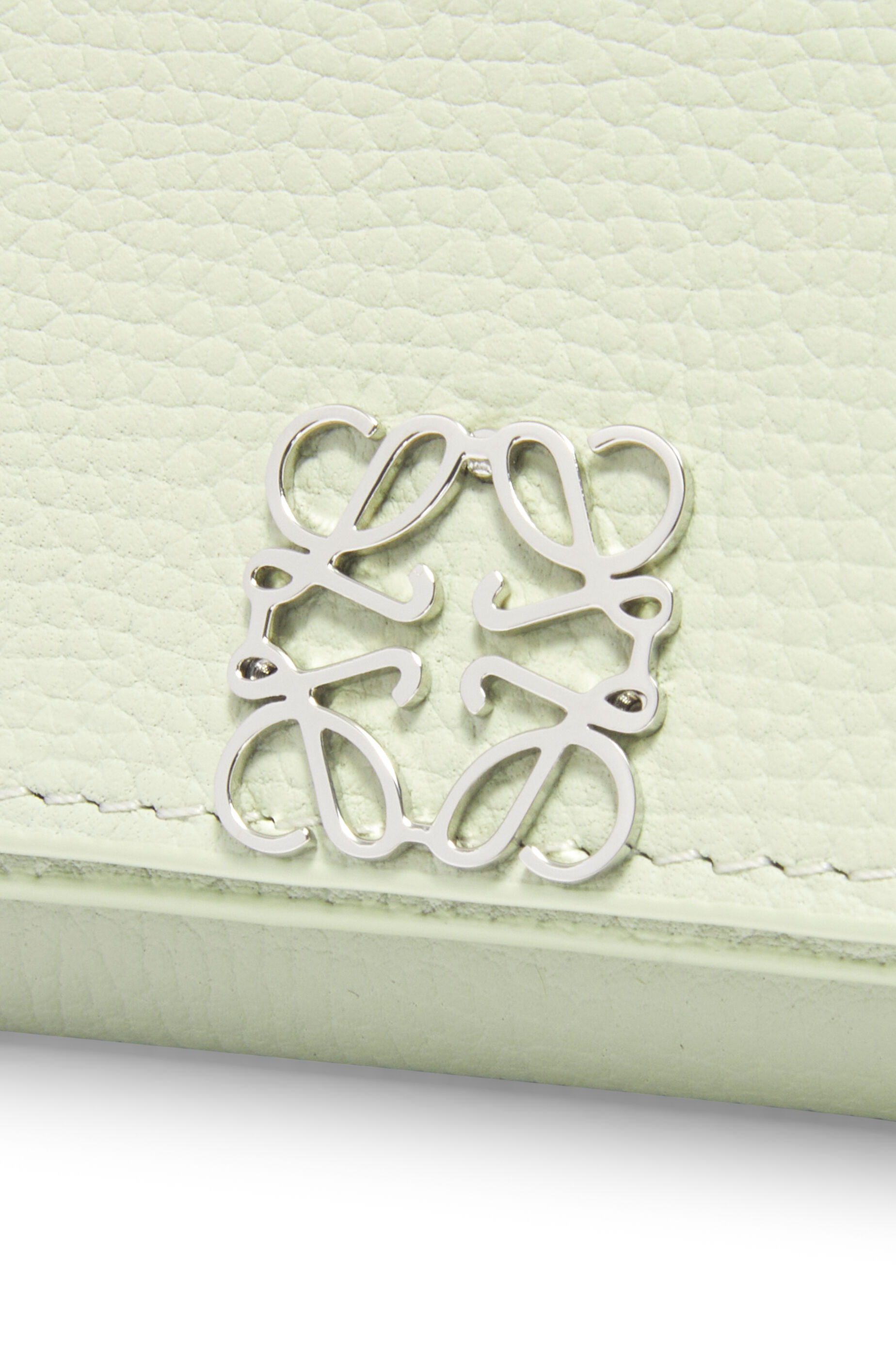 Anagram trifold wallet in pebble grain calfskin Light Celadon - LOEWE